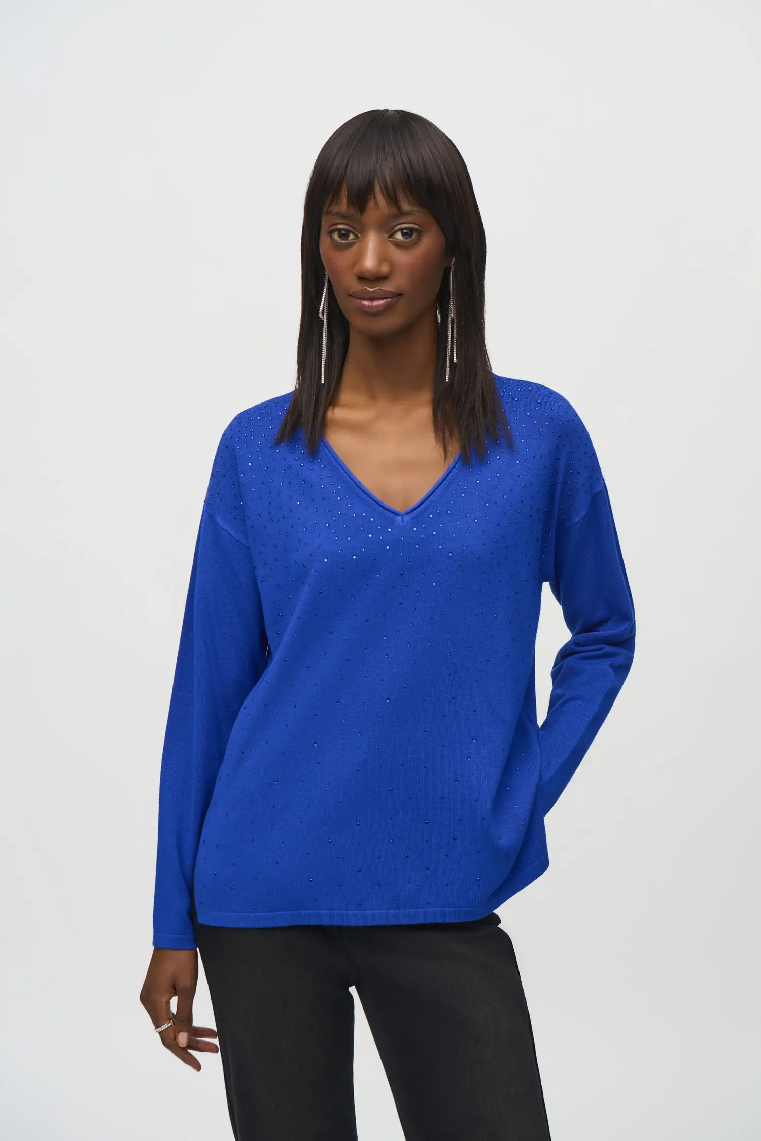 Joseph Ribkoff 244923 Sweater Knit V-Neck Pullover - Main Joseph Ribkoff 244923 Sweater Knit V-Neck Pullover - Main