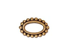 TierraCast Oval Beaded Ring - Antique Gold Plated - Bead Inspirations