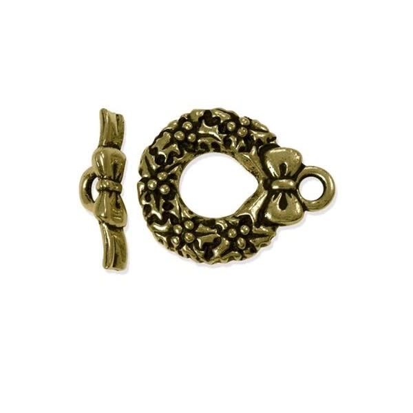 Wreath Toggle Clasp Set - Antique Brass Plated - Bead Inspirations