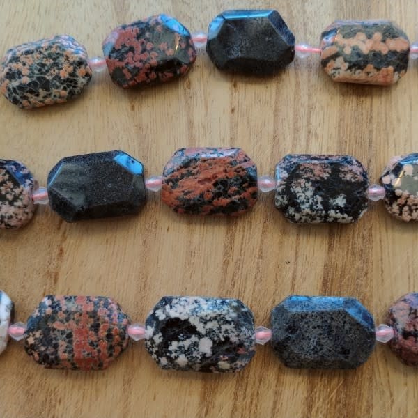 Red Snowflake Jasper Rectangle Bead Strand - Bead Inspirations