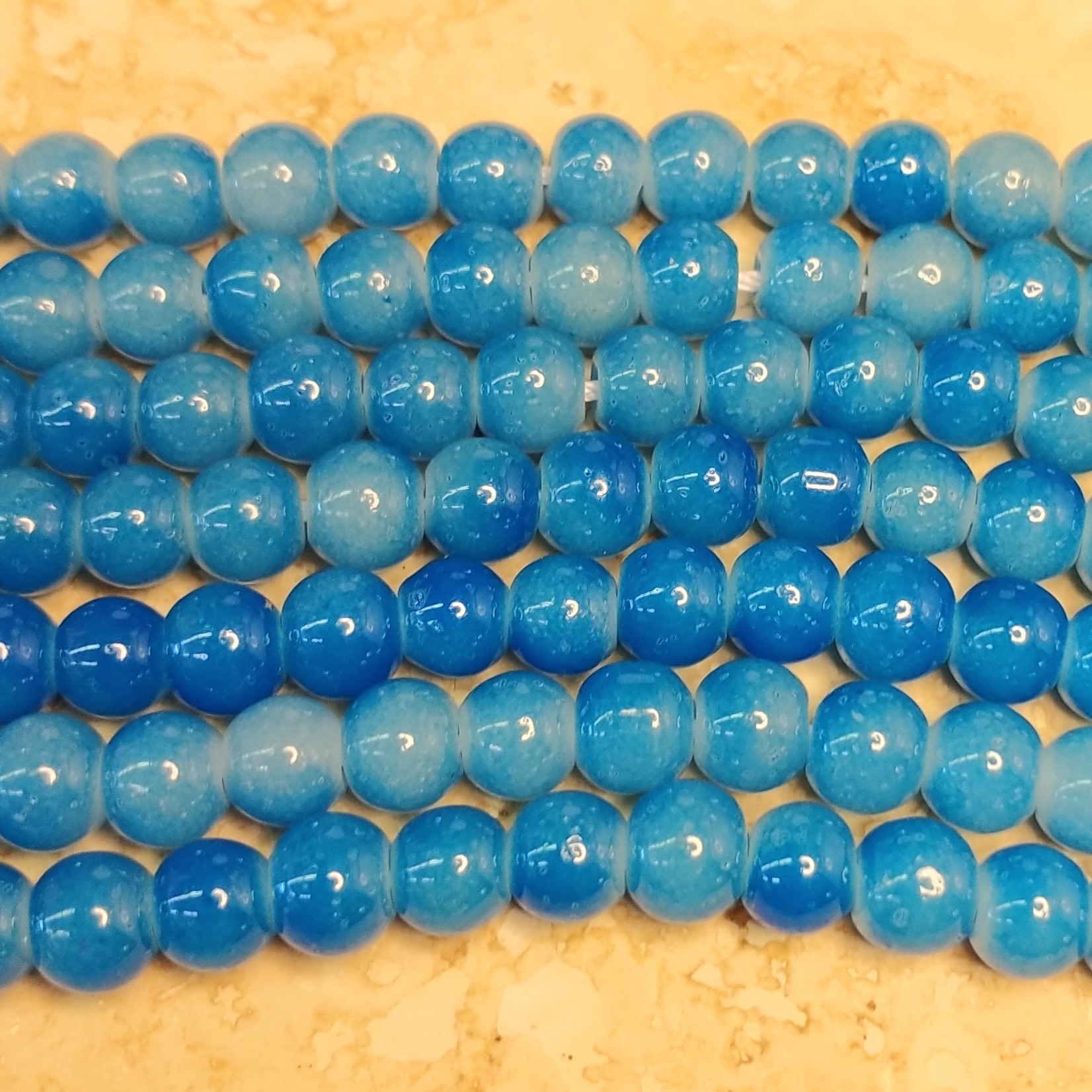 Lampwork Glass 6mm Dark Blue Round Bead Strand - Bead Inspirations