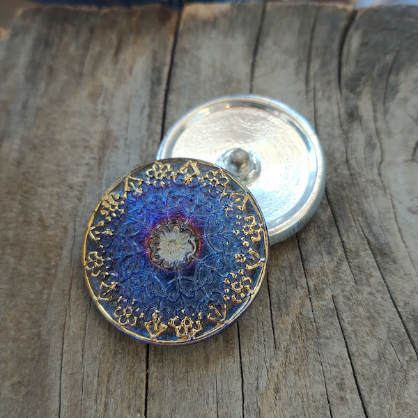 Czech Glass Button 32mm Cobalt - Bead Inspirations