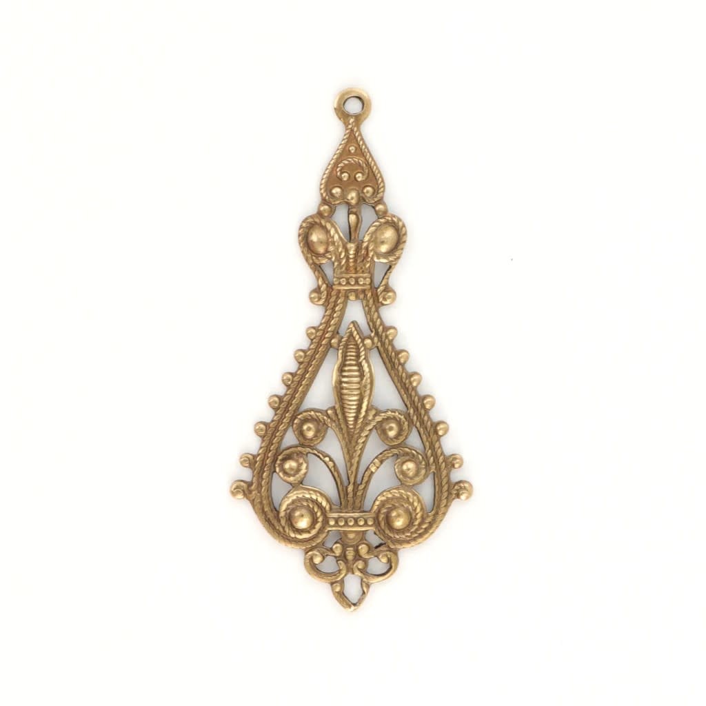 Vintaj Brass Etruscan Drop Filigree F031 - Bead Inspirations