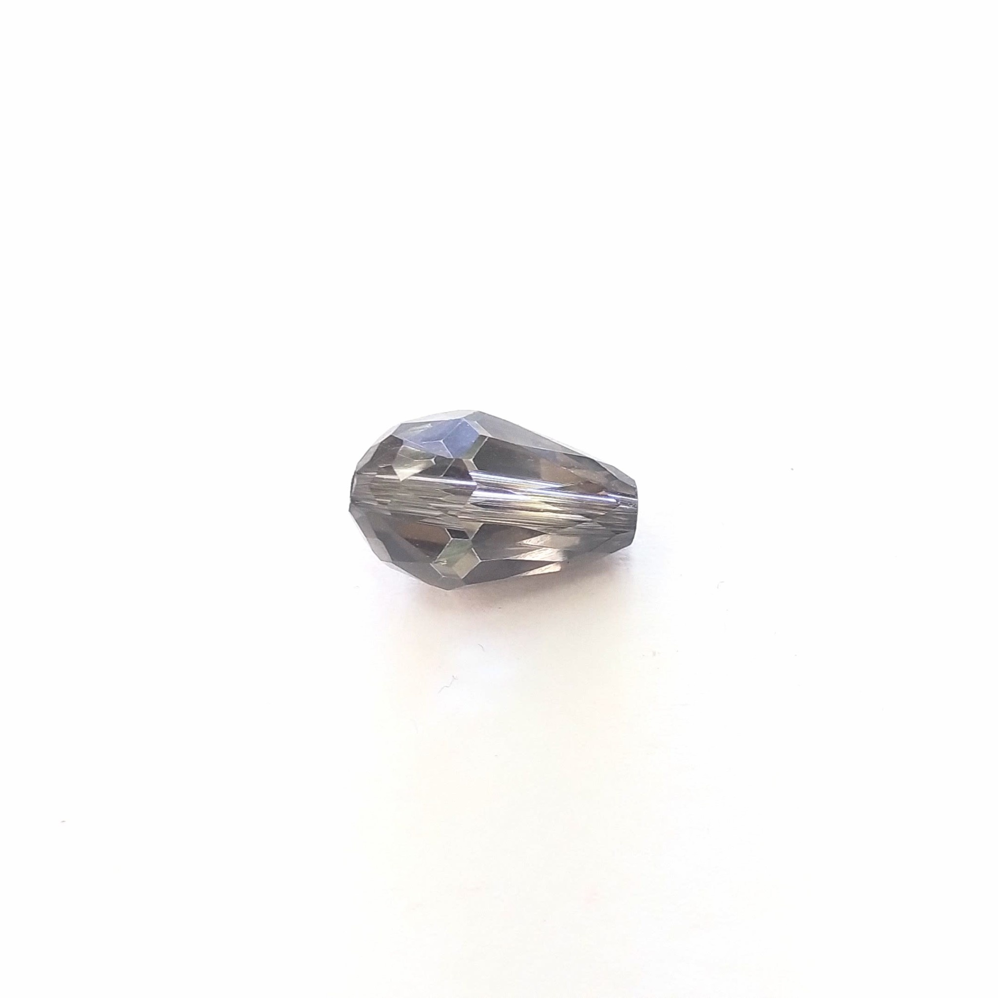 Faceted Crystal Teardrop 15x10mm Gray - Bead Inspirations