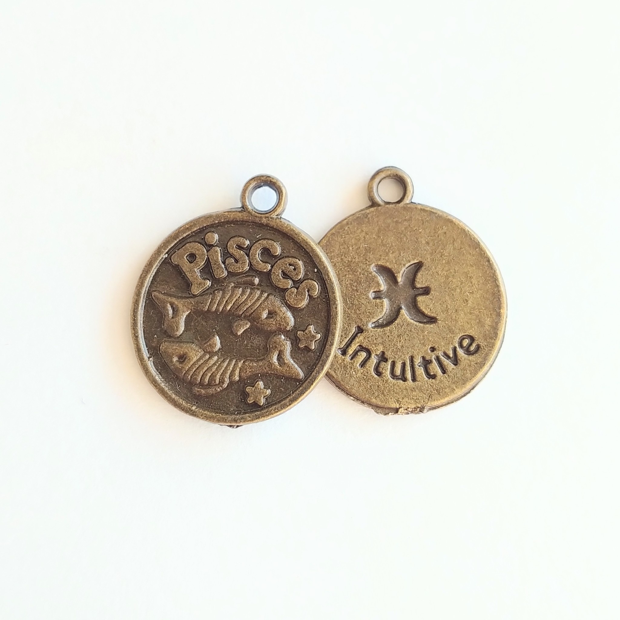 Pisces Brass Zodiac Charm - Bead Inspirations