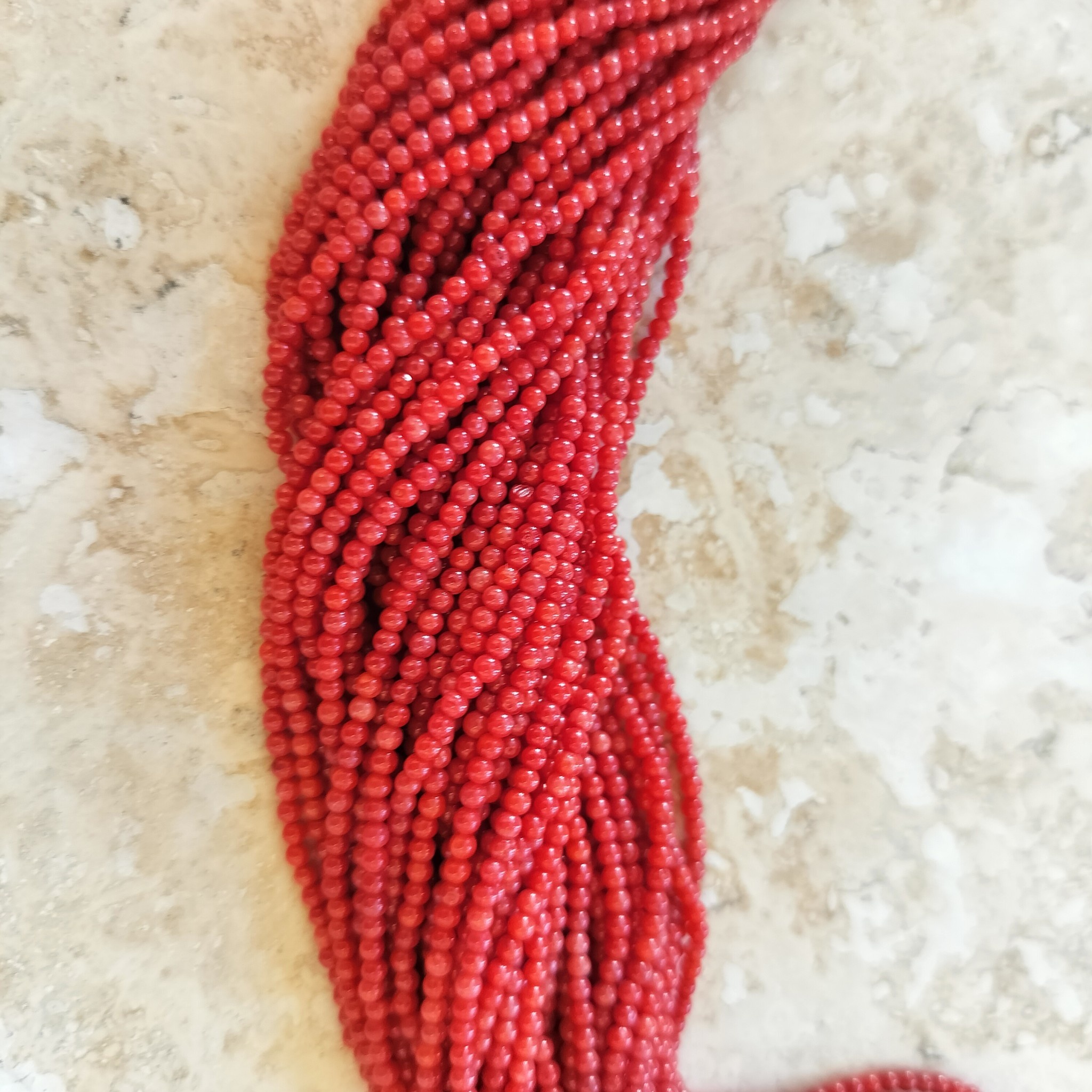 Coral 2mm Round Bead Strand - Bead Inspirations