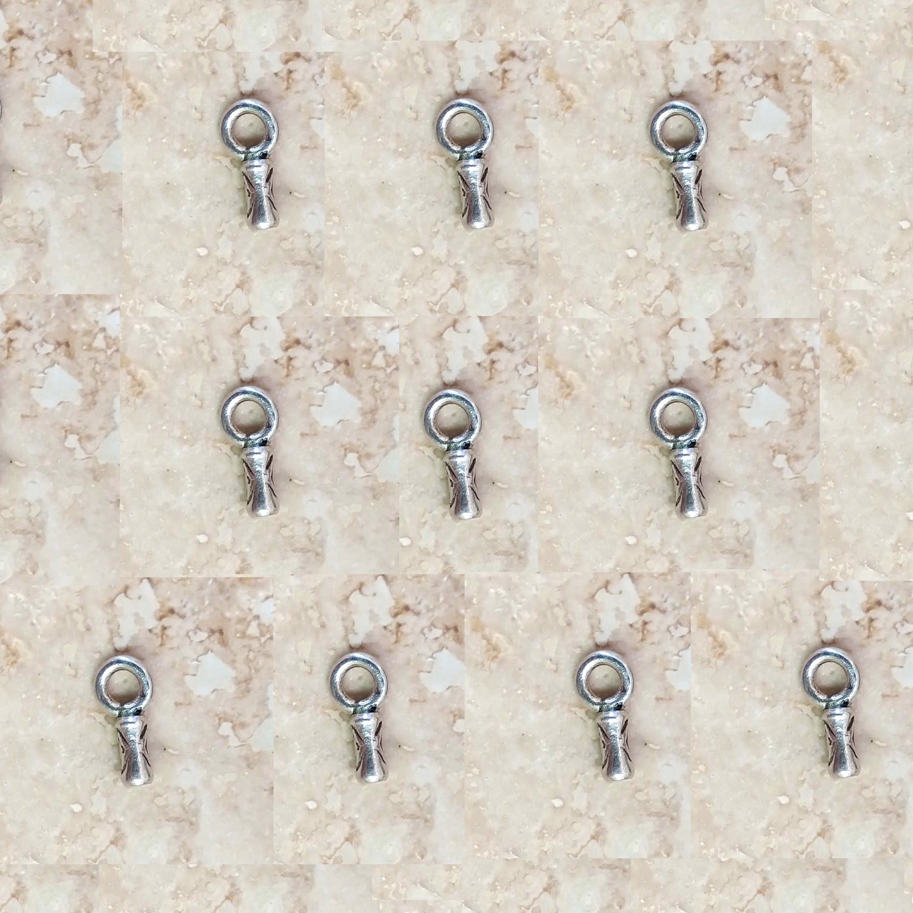 Thai Silver Cord End for 1mm Cord w/ Loop 10mm - 10 pieces - Bead ...