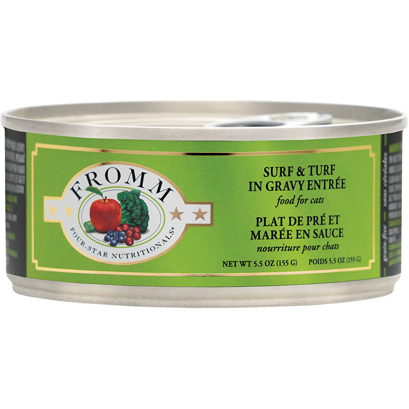 5.5oz Fromm Surf & Turf Cat Cans - Long Dog Fat Cat