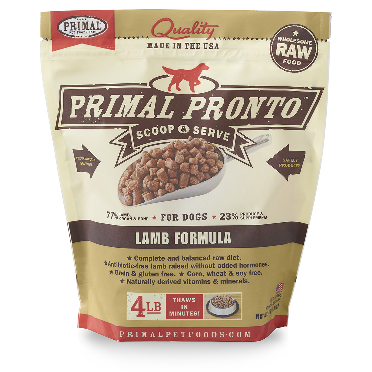 4lb Primal Pronto Canine Lamb - Long Dog Fat Cat