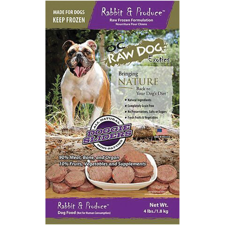 OC Raw Sliders Rabbit & Produce 4lb - Long Dog Fat Cat