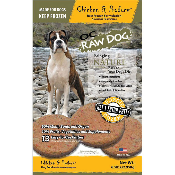 OC Raw Patties Chicken & Produce 6.5lb - Long Dog Fat Cat