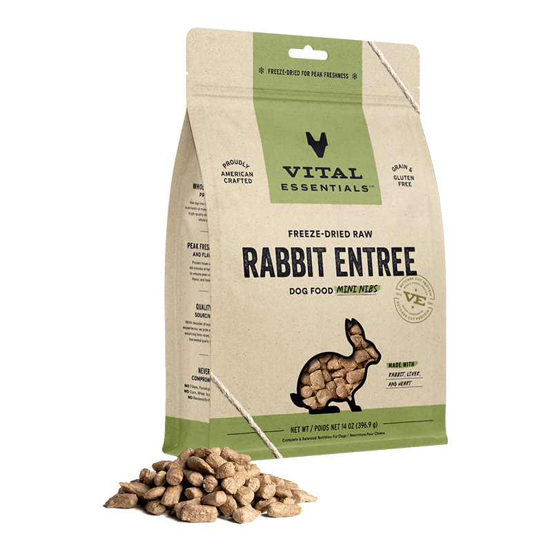 Vital Essentials Freeze Dried Rabbit Mini Nibs 14oz - Long Dog Fat Cat