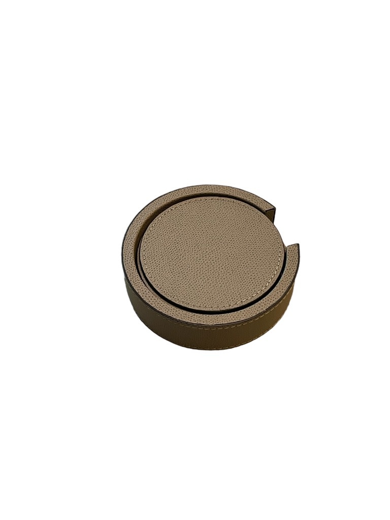Giobagnara - Tao Coasters (6) and Holder - Round - Mud Printed Calfskin ...