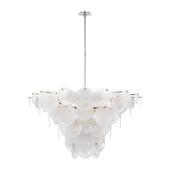 AERIN - Loire Large Chandelier with White Strie Glass - Becker Minty