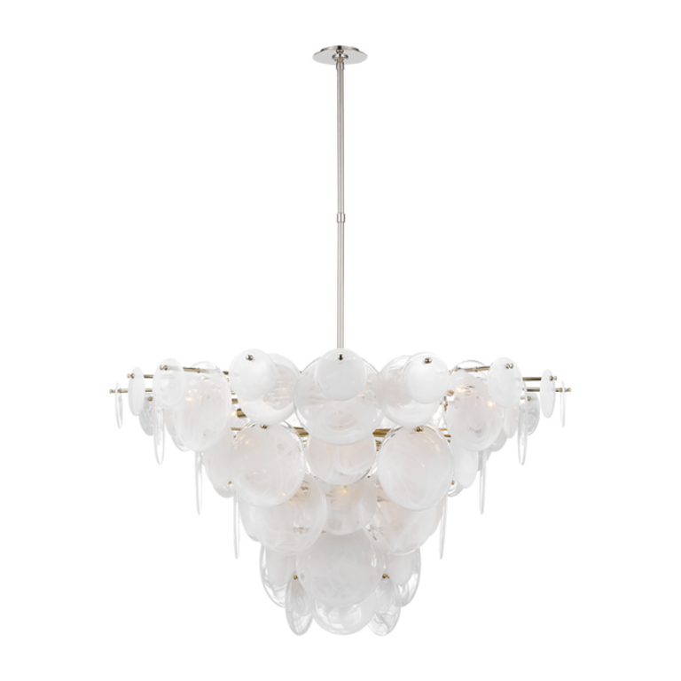 Loire Extra Large Chandelier with White Strie Glass