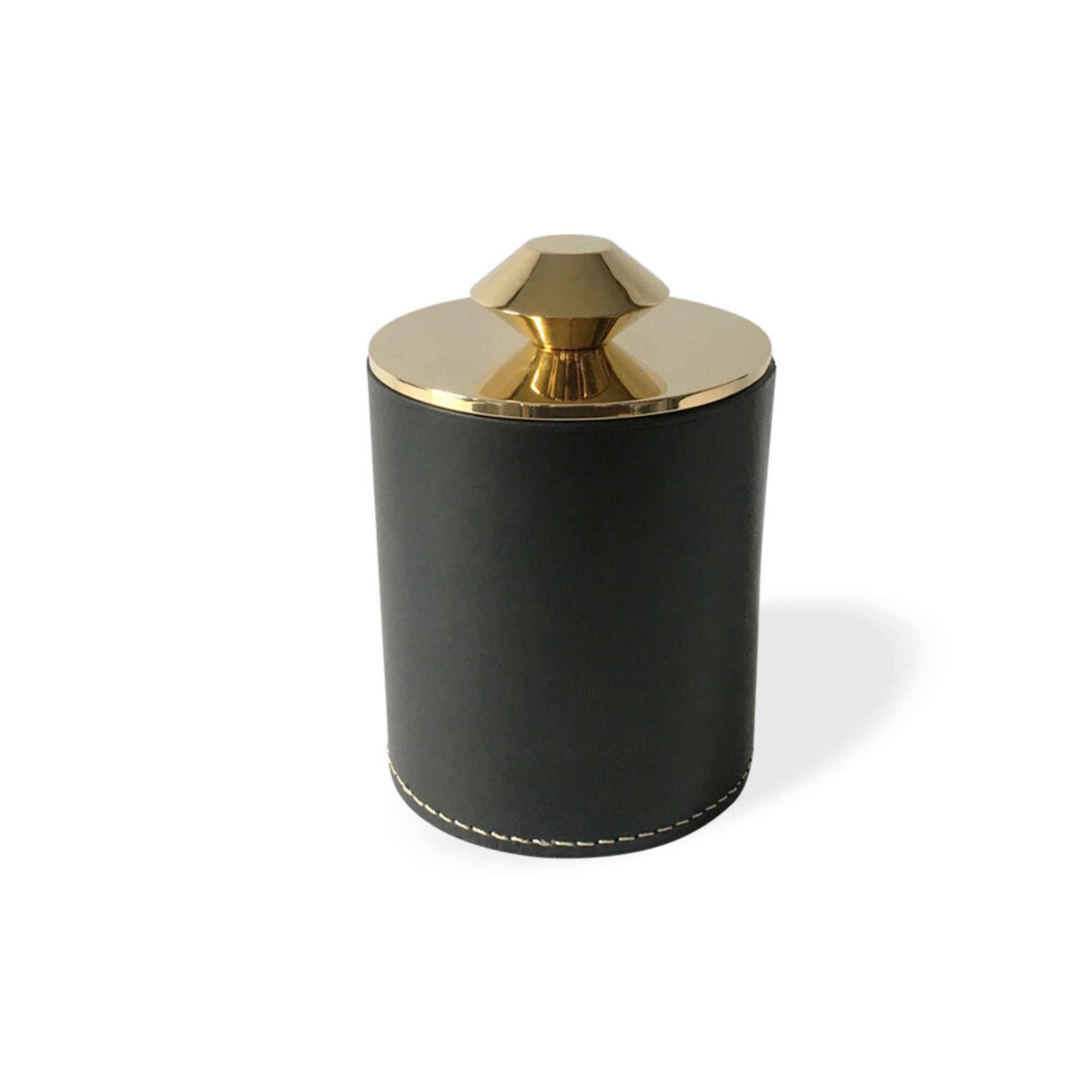Les Few - Annette X Large Black Leather Box with Brass Lid - D10cm x ...