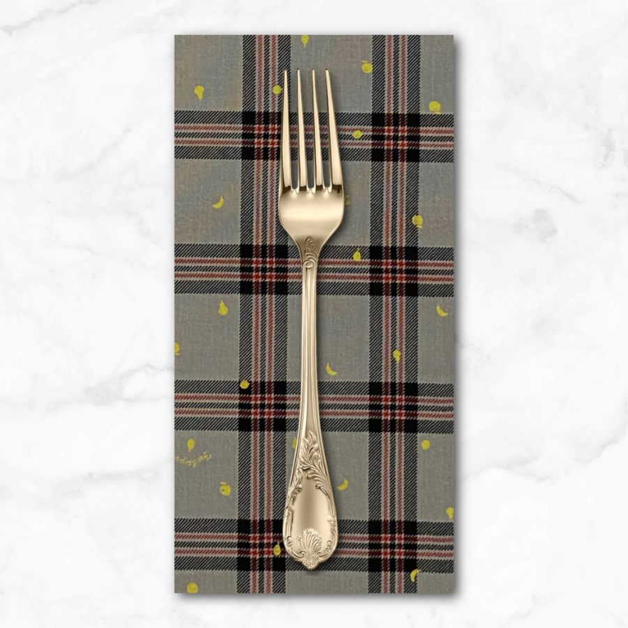 Kokko Japan, Fruits Party Plaid in Grey, Dinner Napkin - Picking Daisies
