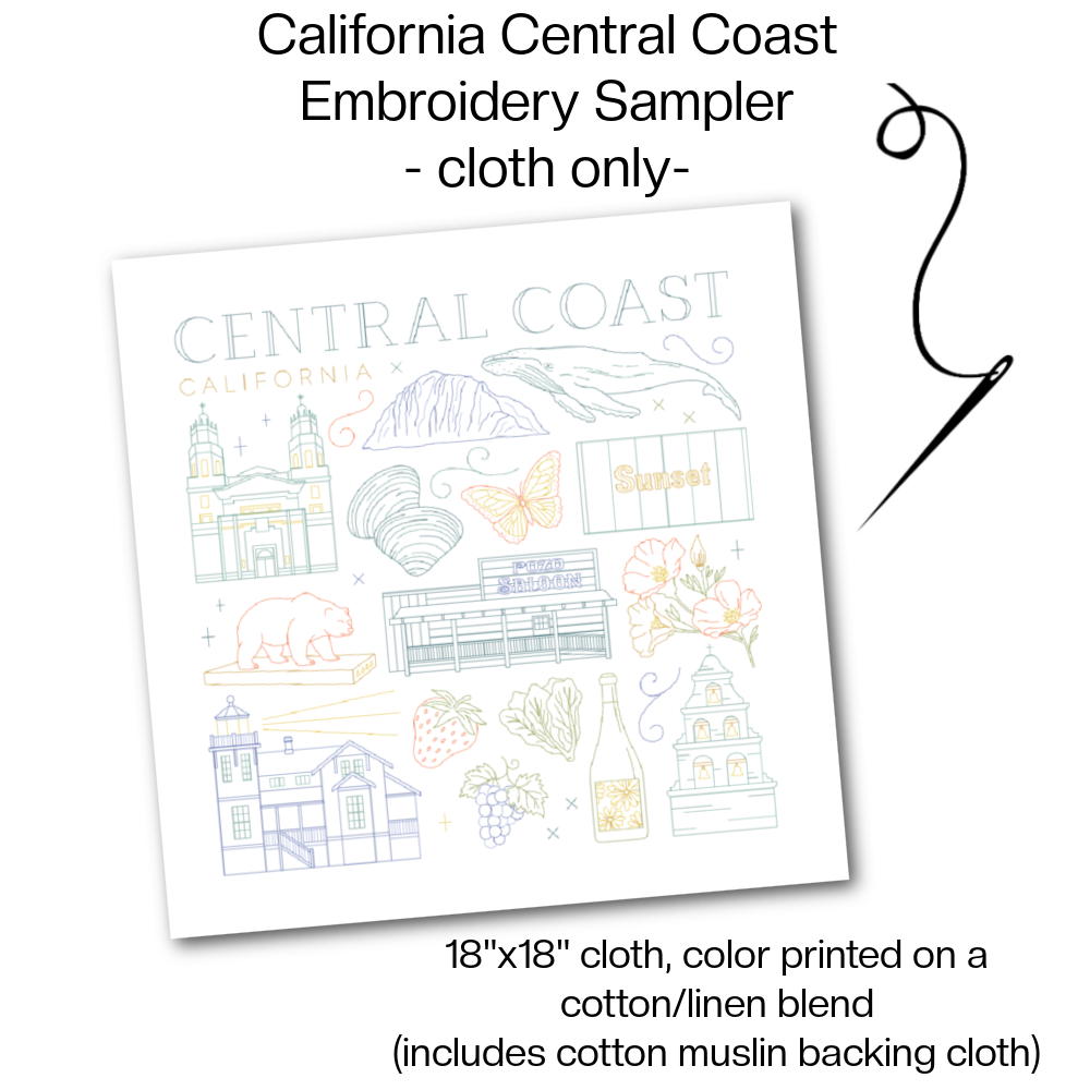 California Central Coast Embroidery Sampler (sampler cloth and backing ...