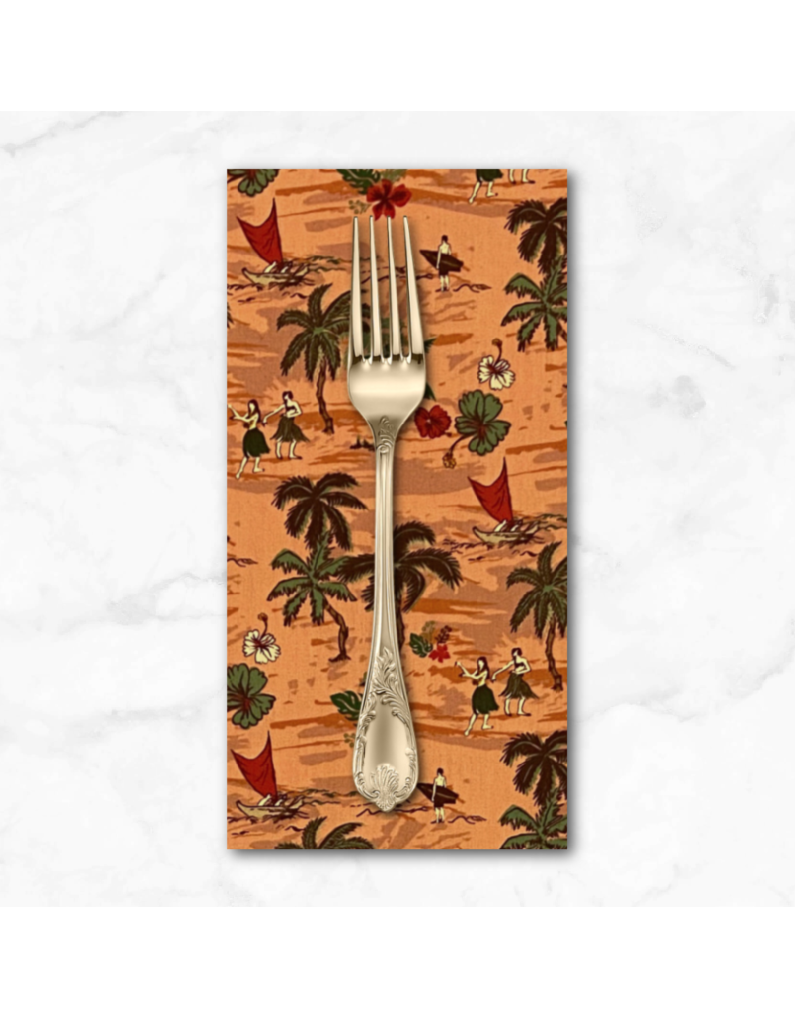 Tropics, Palm Trees with Tropical Motifs in Rust, Dinner Napkin ...