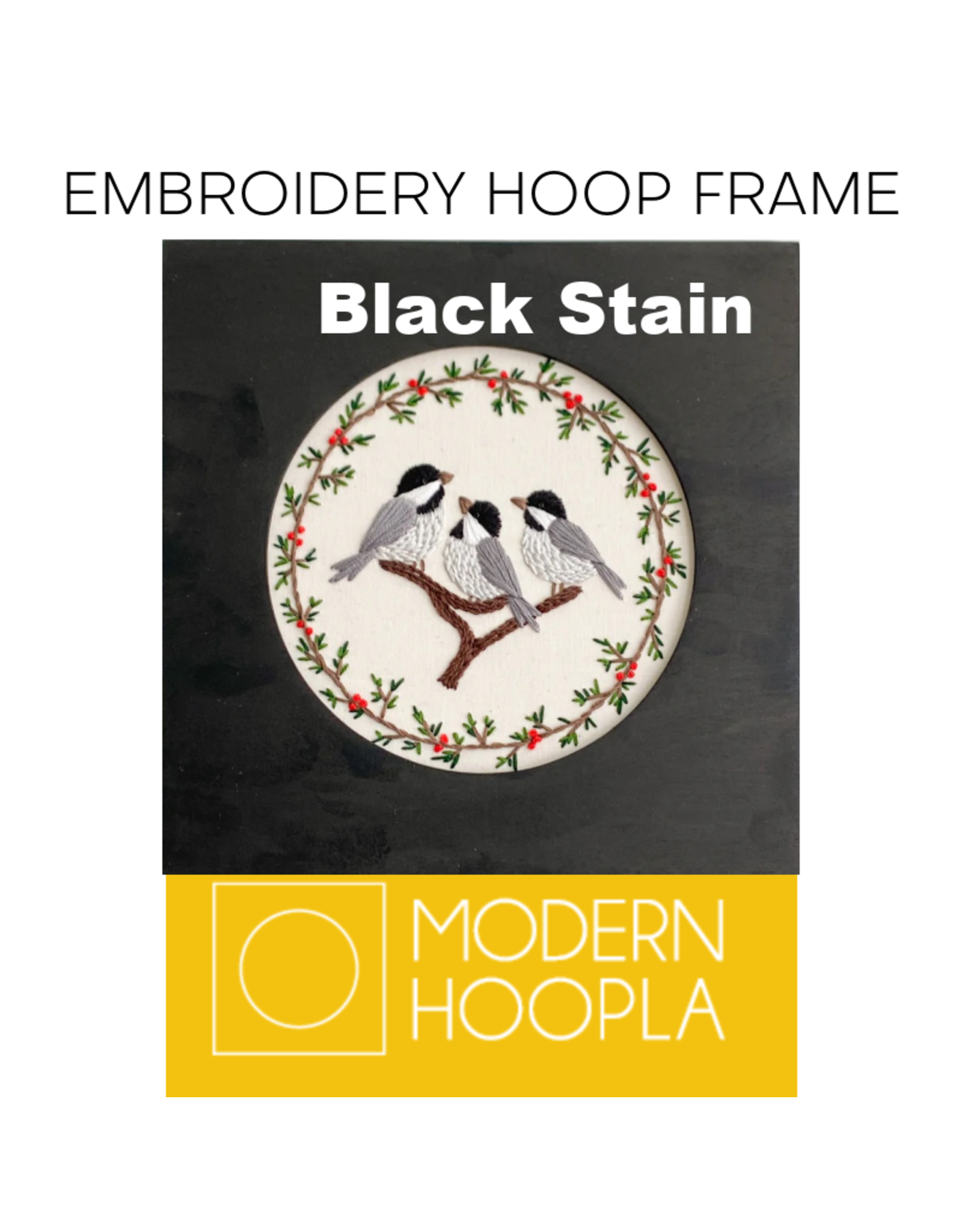 Square Hoop Frame in Black Stain for 4" Embroidery Hoop - Picking Daisies