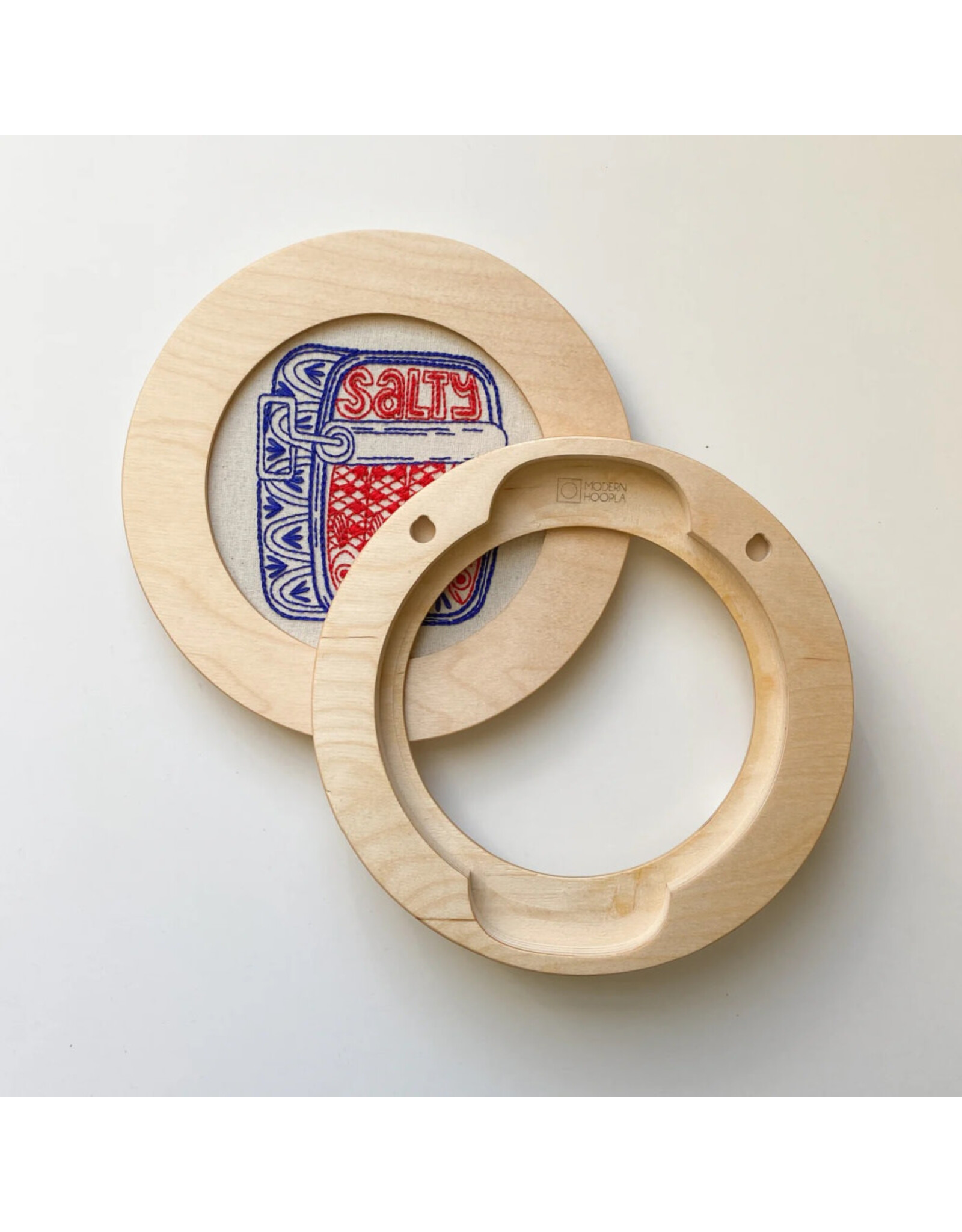 Square Hoop Frame in Black Stain for 4" Embroidery Hoop - Picking Daisies