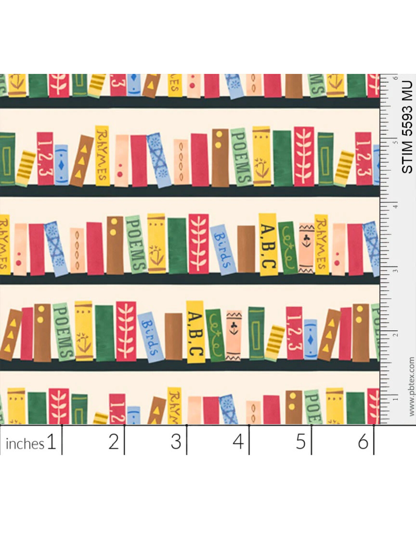 Story Time, Bookshelf in Multi, Fabric Half-Yards - Picking Daisies