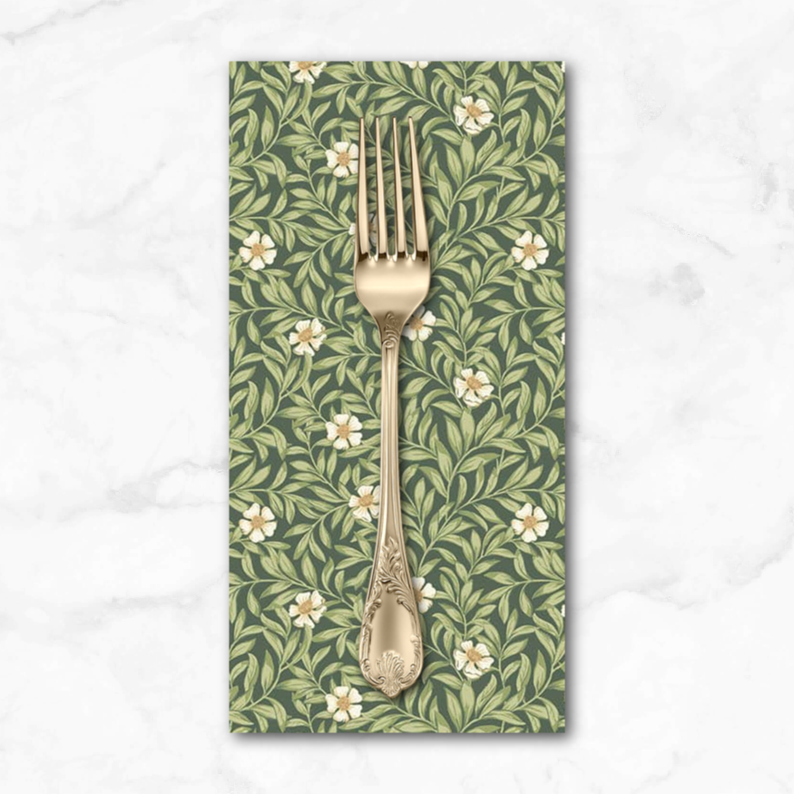 Ornithology, Floweret in Dark Green Multi, Dinner Napkin - Picking Daisies