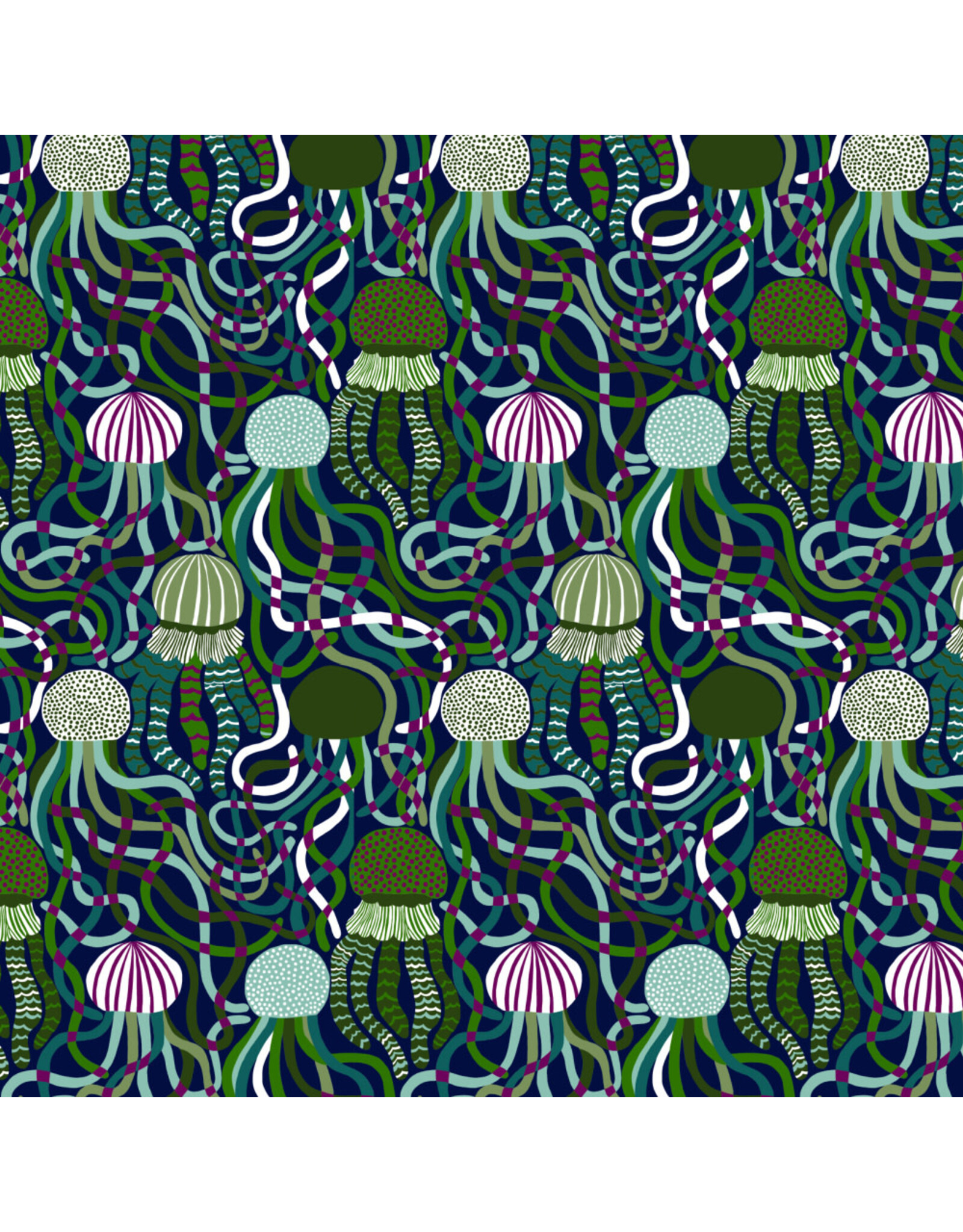 Rising Tide, Abyss in Green, Fabric Half-Yards - Picking Daisies