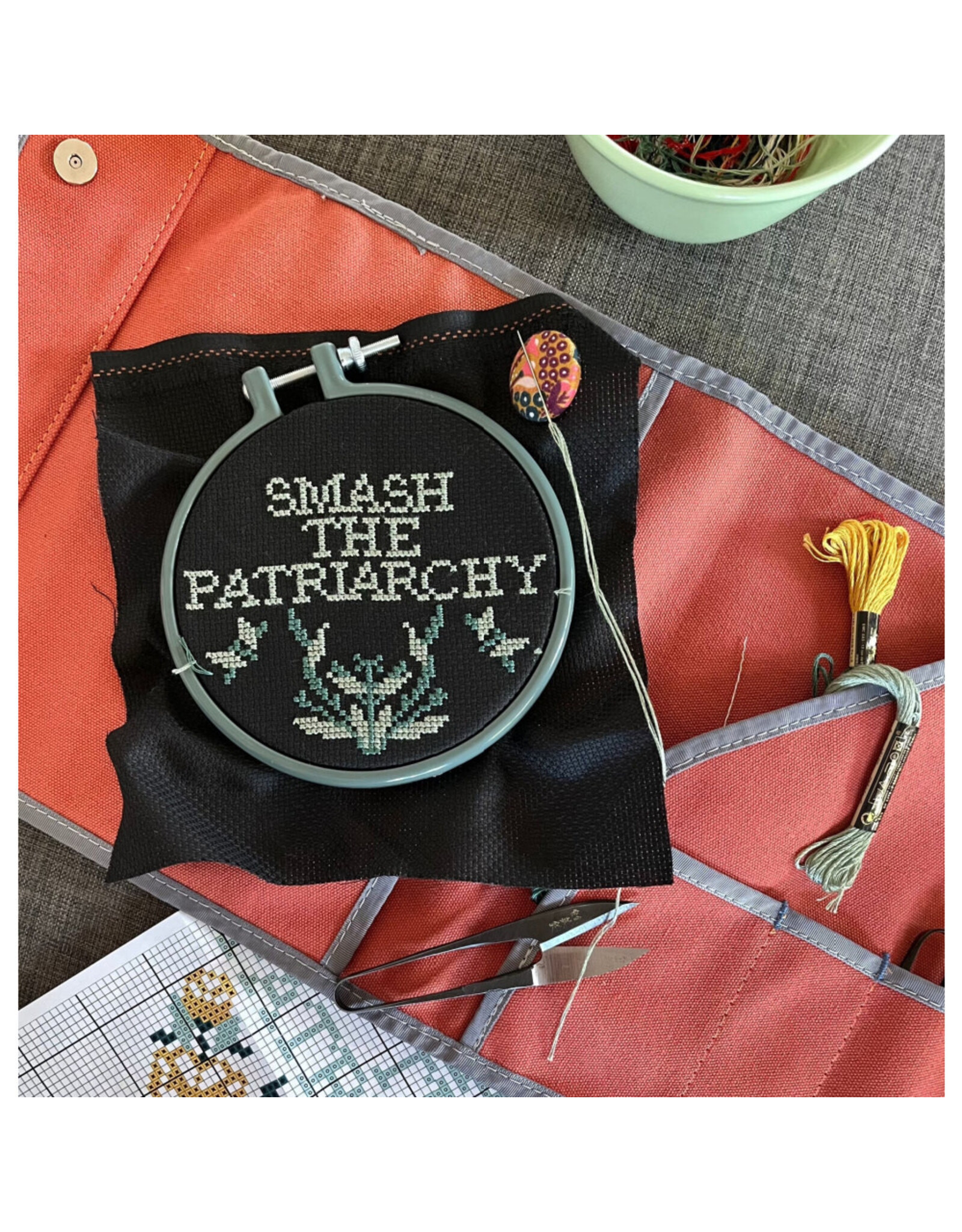 Smash the Patriarchy Cross Stitch Kit - Picking Daisies