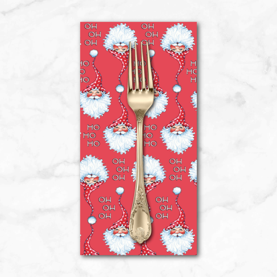 So Much Joy, Ho Ho Ho in Red, Dinner Napkin - Picking Daisies