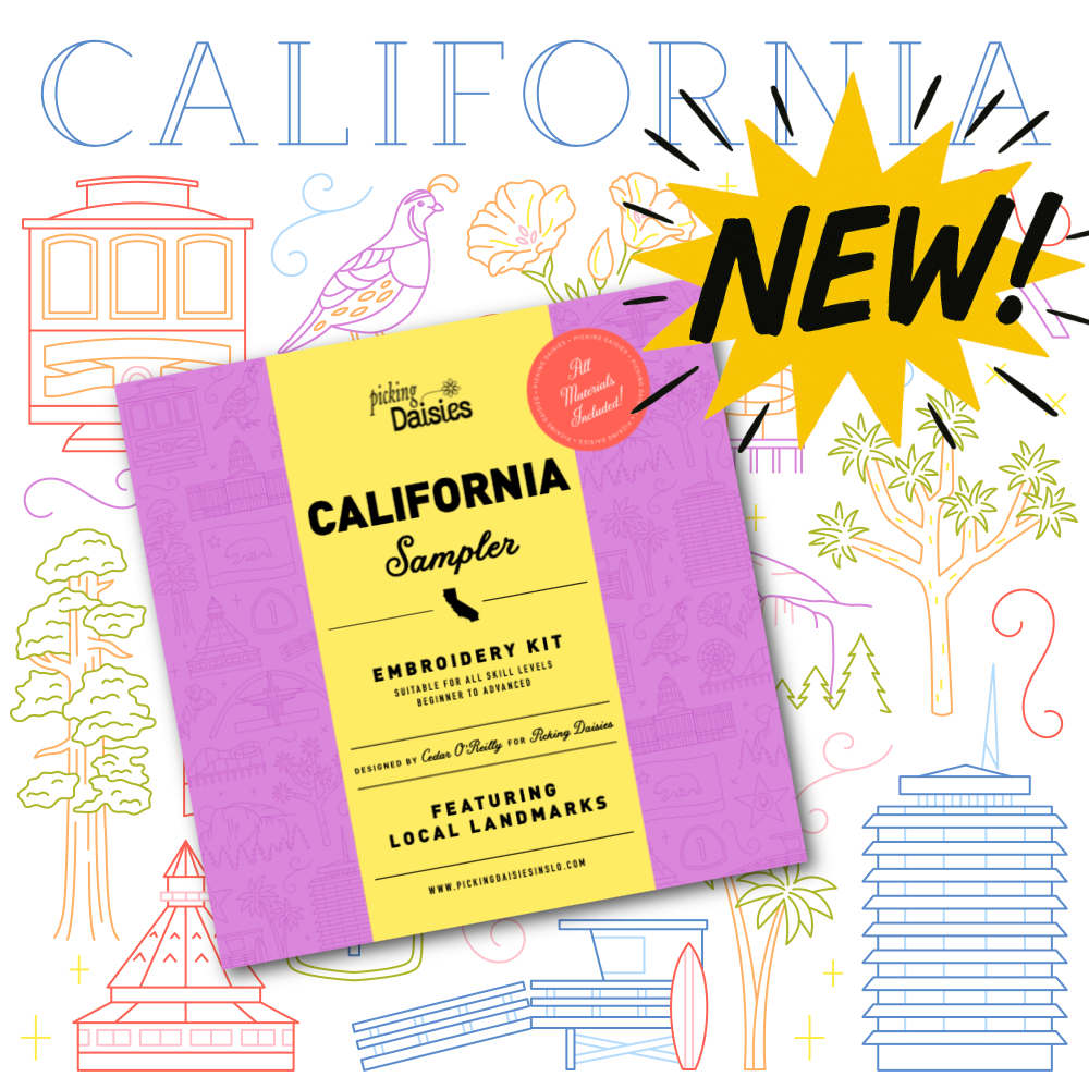 CALIFORNIA Embroidery Sampler Kit - Picking Daisies