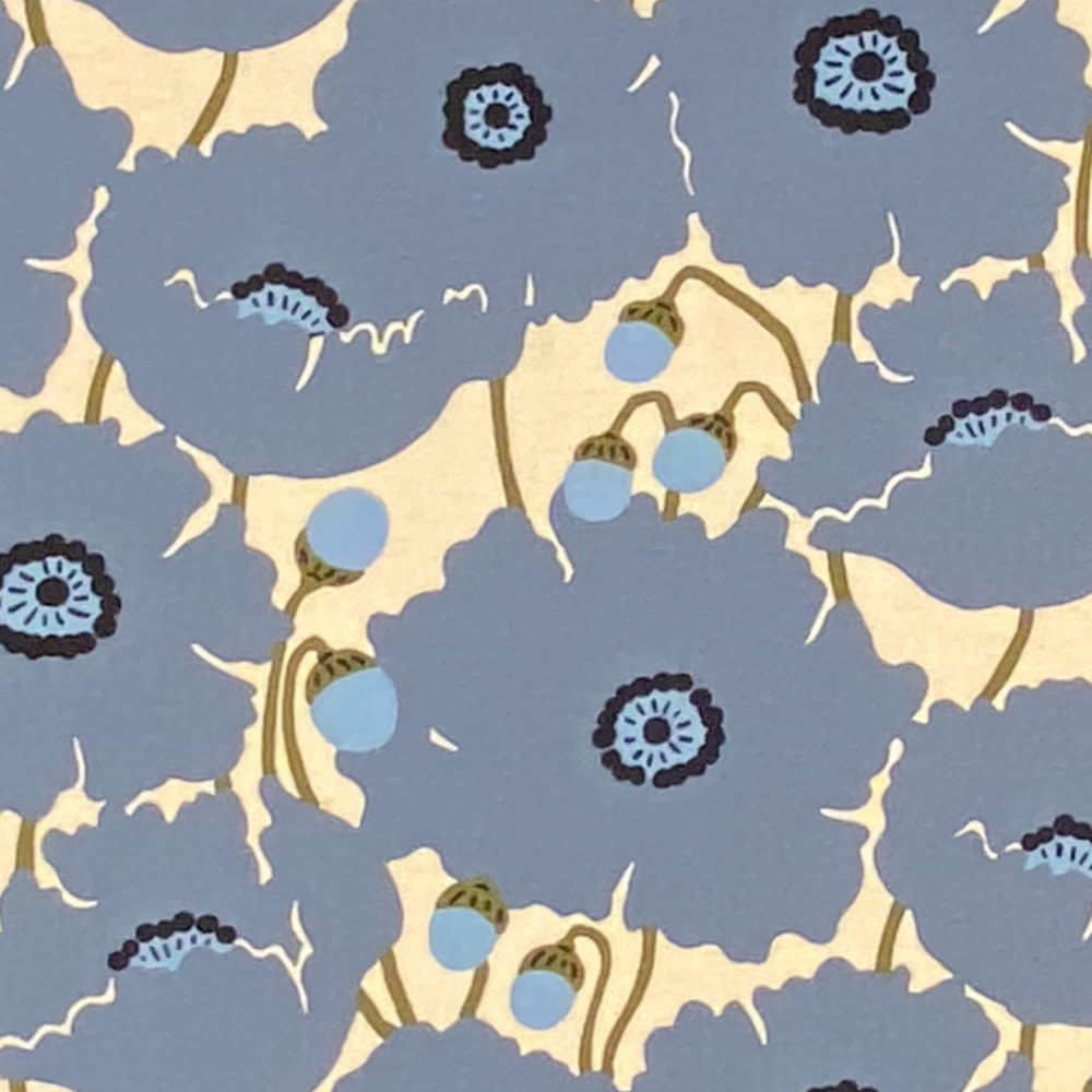 Linen Cotton Flax Canvas, Japan Scandi Flower in Blue, Fabric Half ...