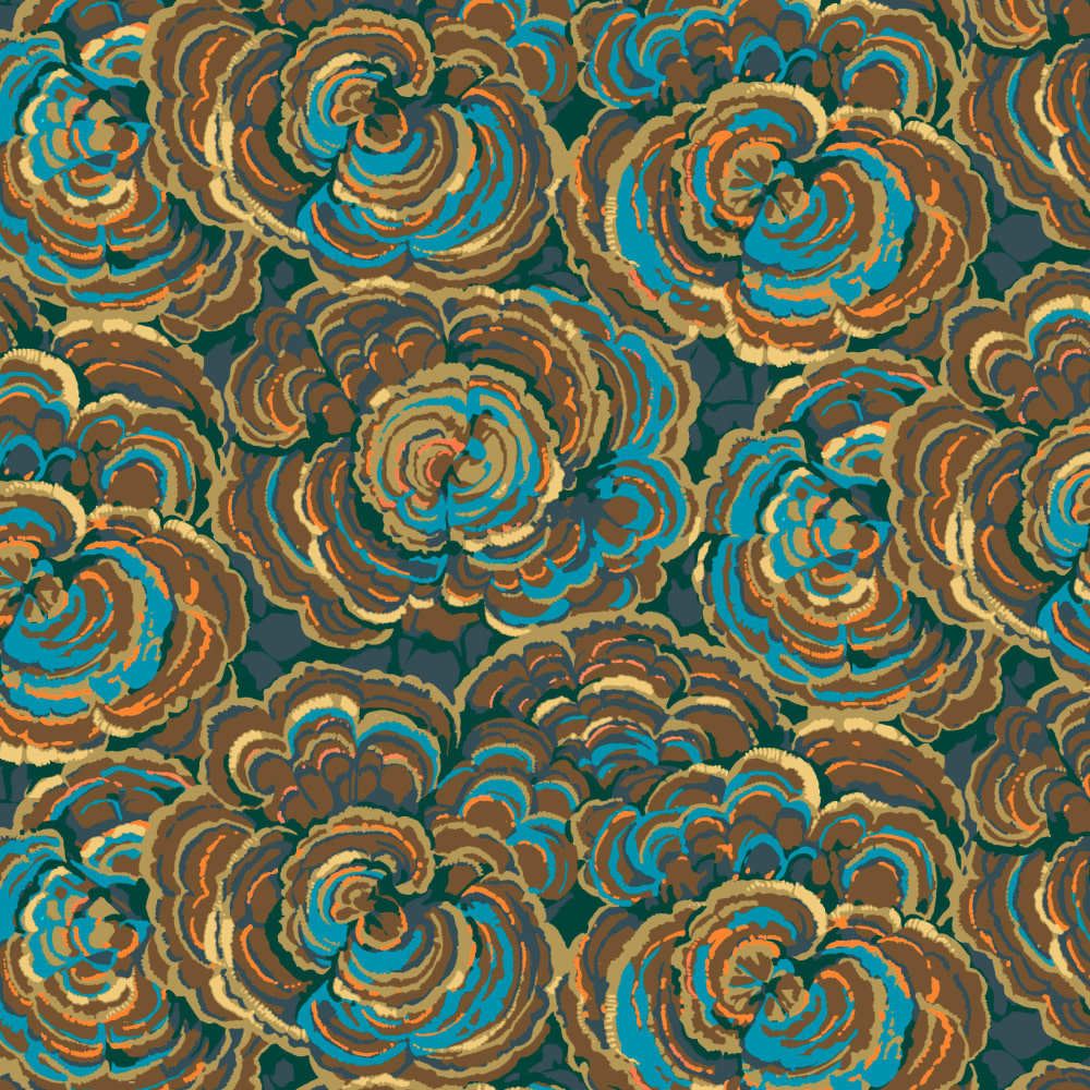 Forage, Turkey Tail in Dark Blue, Fabric Half-Yards - Picking Daisies