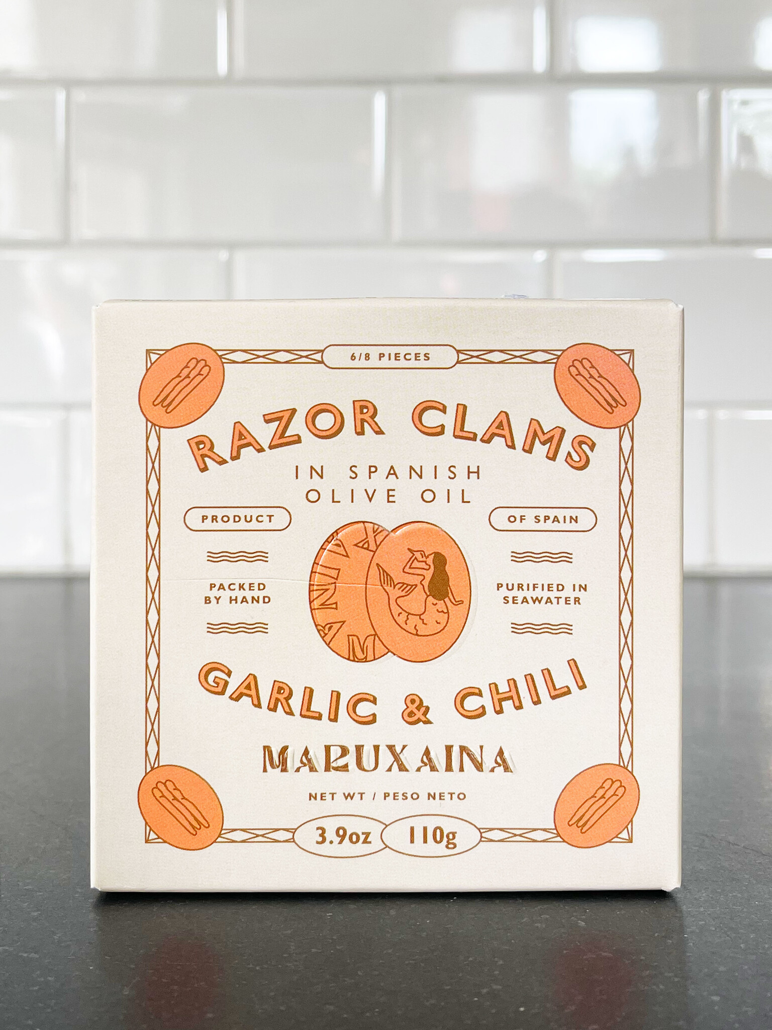 Maruxaina Razor Clams in Spanish Olive Oil with Garlic & Chili - CORK