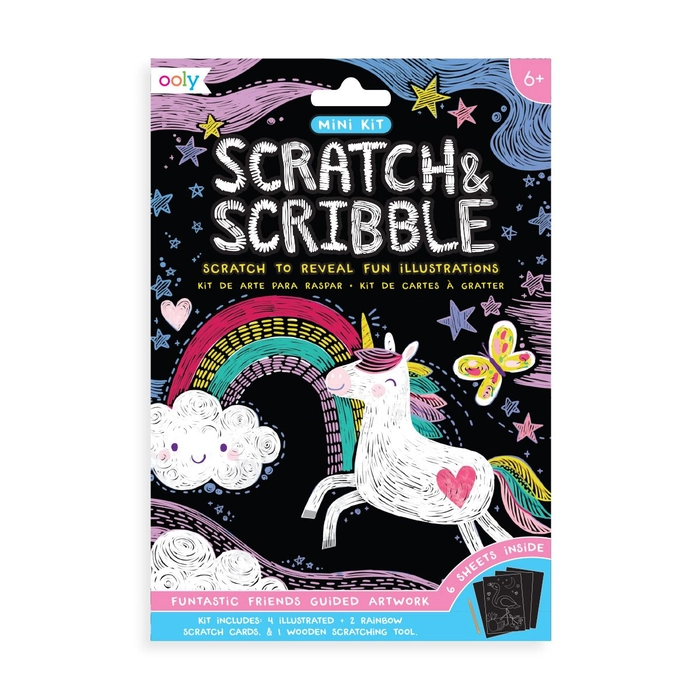 Ooly Mini Scratch & Scribble Art Kit: Funtastic Friends - Tiny Hanger