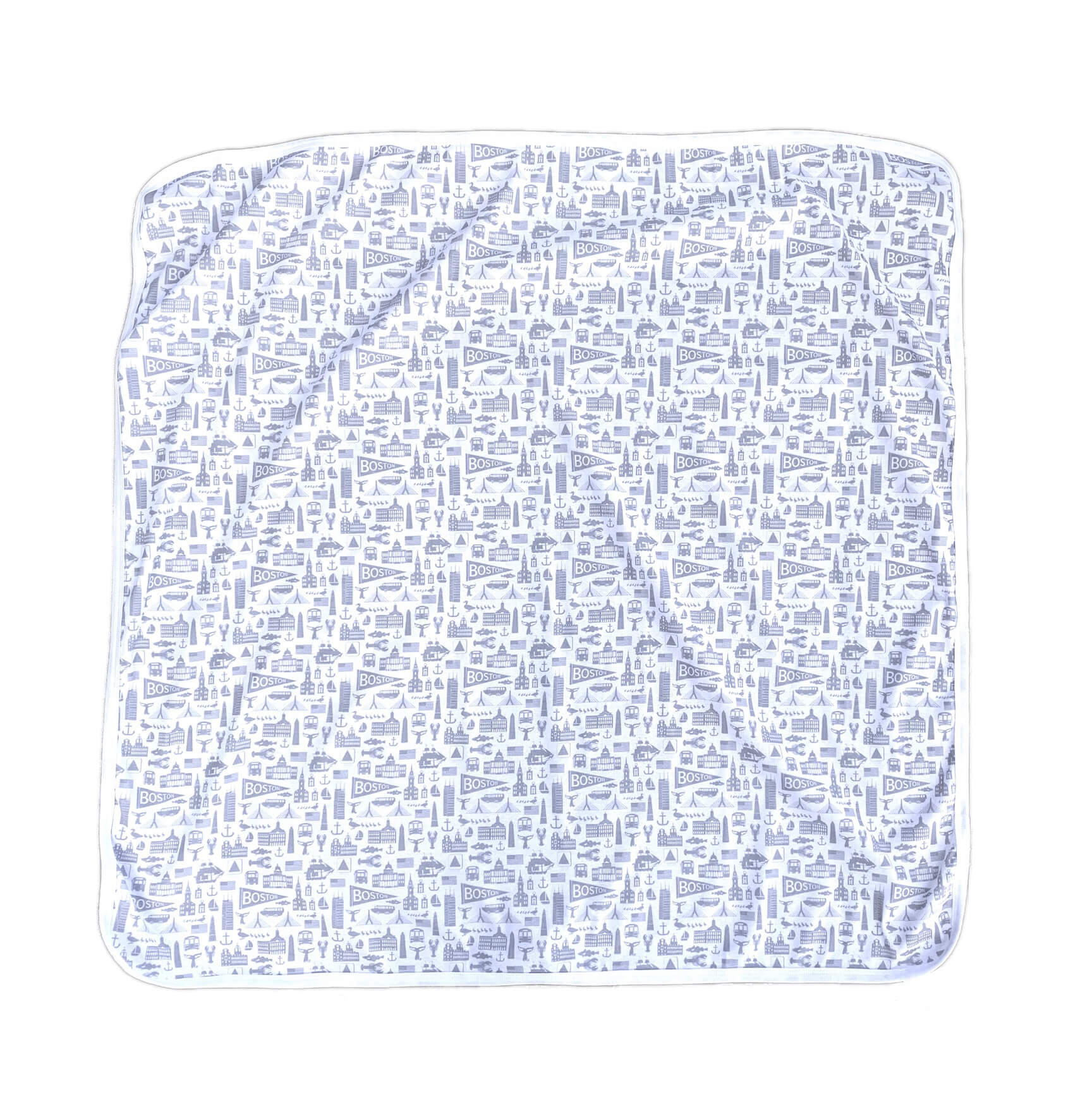 Sidetrack Boston Icons Blanket White/Grey 26x26" - Tiny Hanger