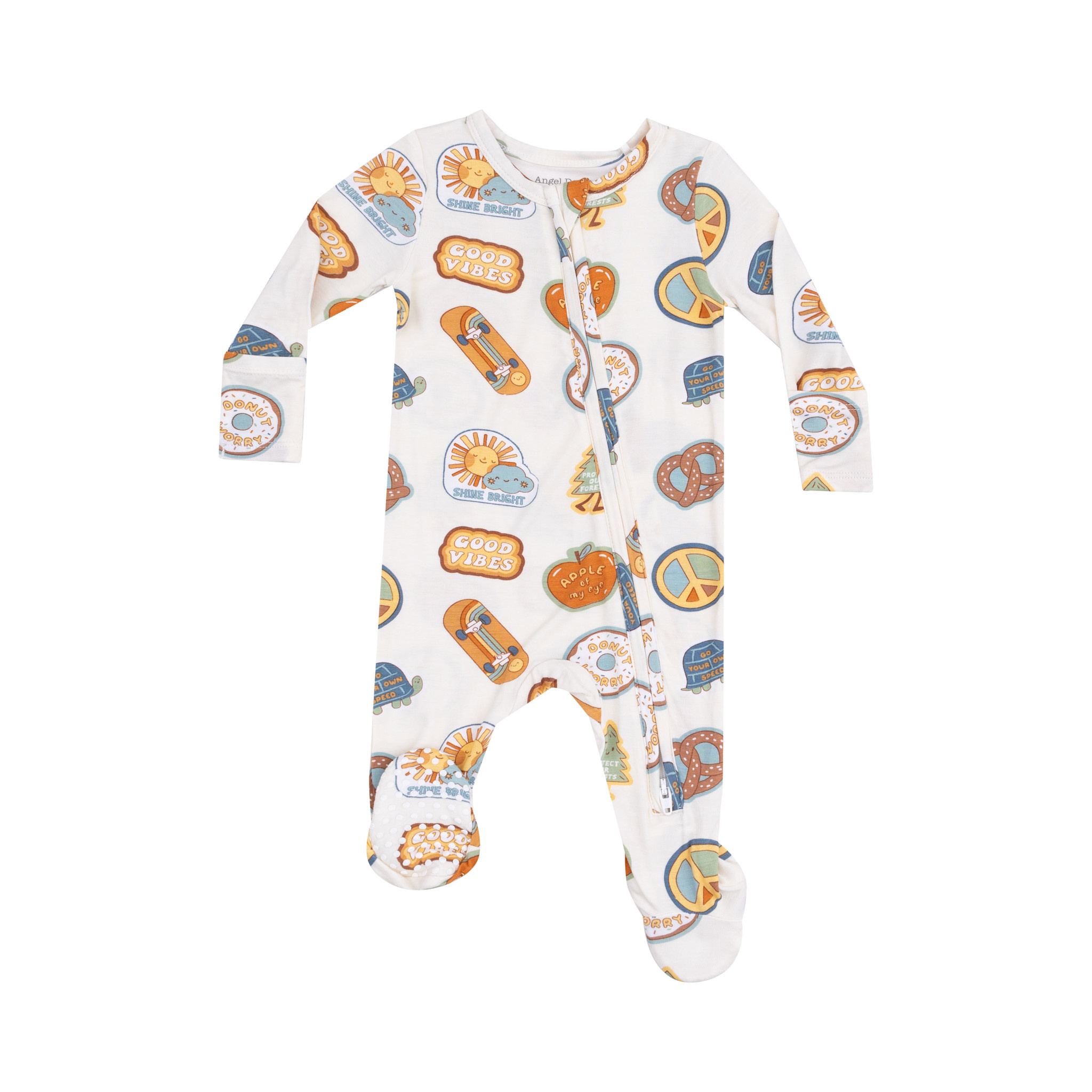 Angel Dear Groovy Vibes Stickers 2 Way Zipper Footie - Tiny Hanger