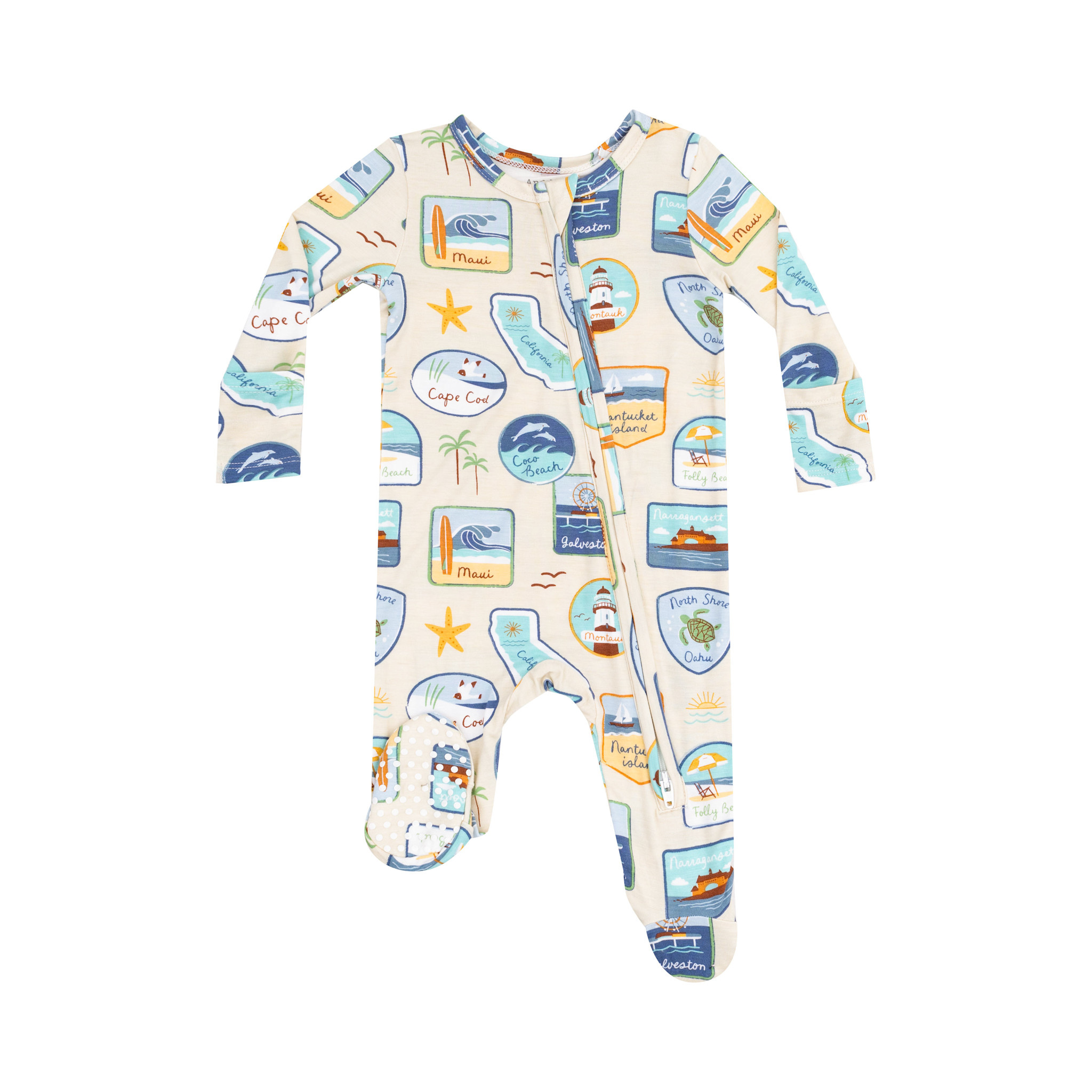 Angel Dear Beach Patches 2 Way Zipper Footie - Tiny Hanger