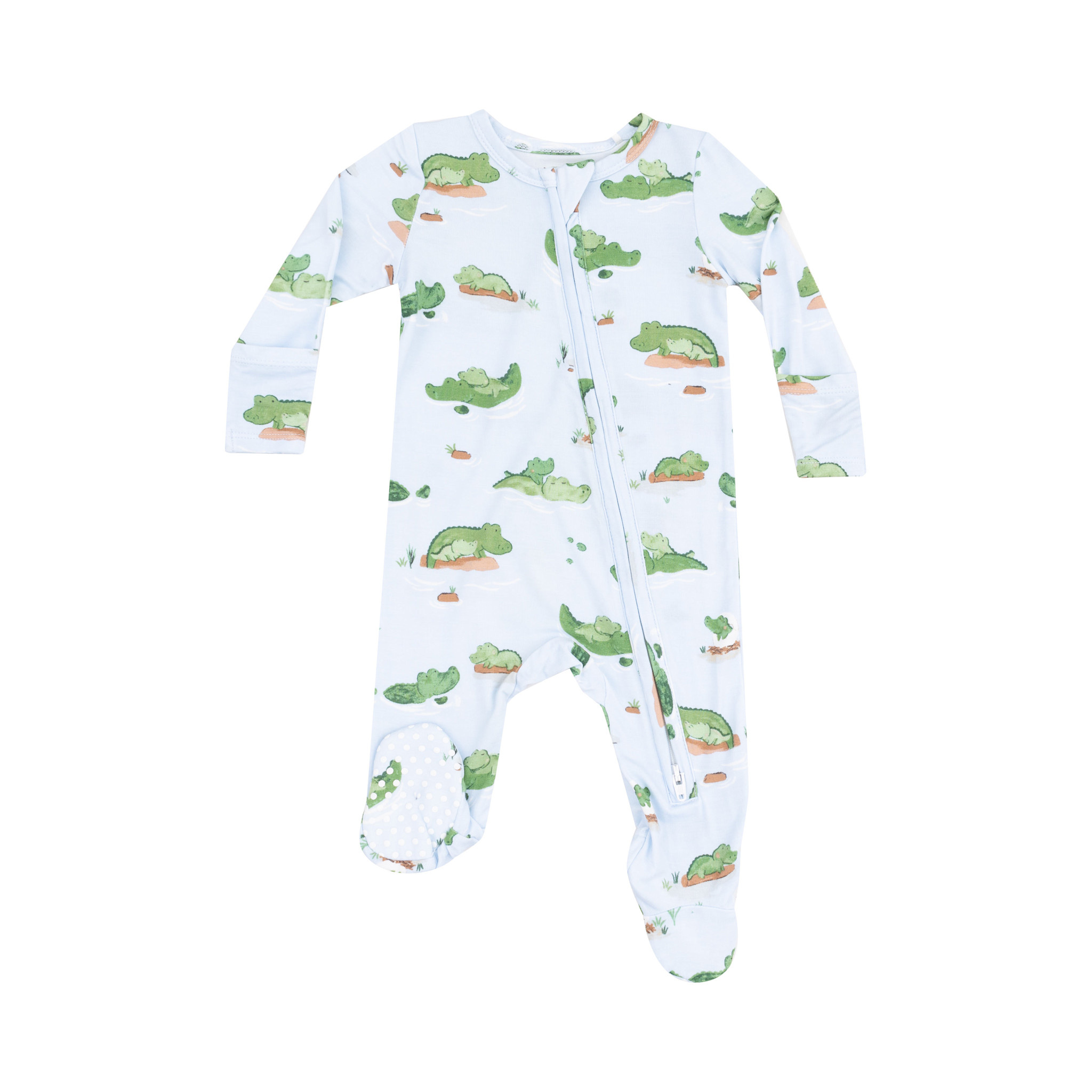 Angel Dear Alligator Blue 2 Way Zipper Footie - Tiny Hanger
