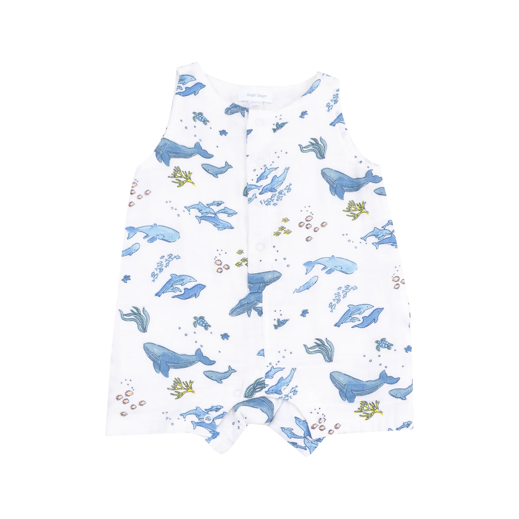 Angel Dear Watercolor Blue Whales Dolman Henley Shortall - Tiny Hanger