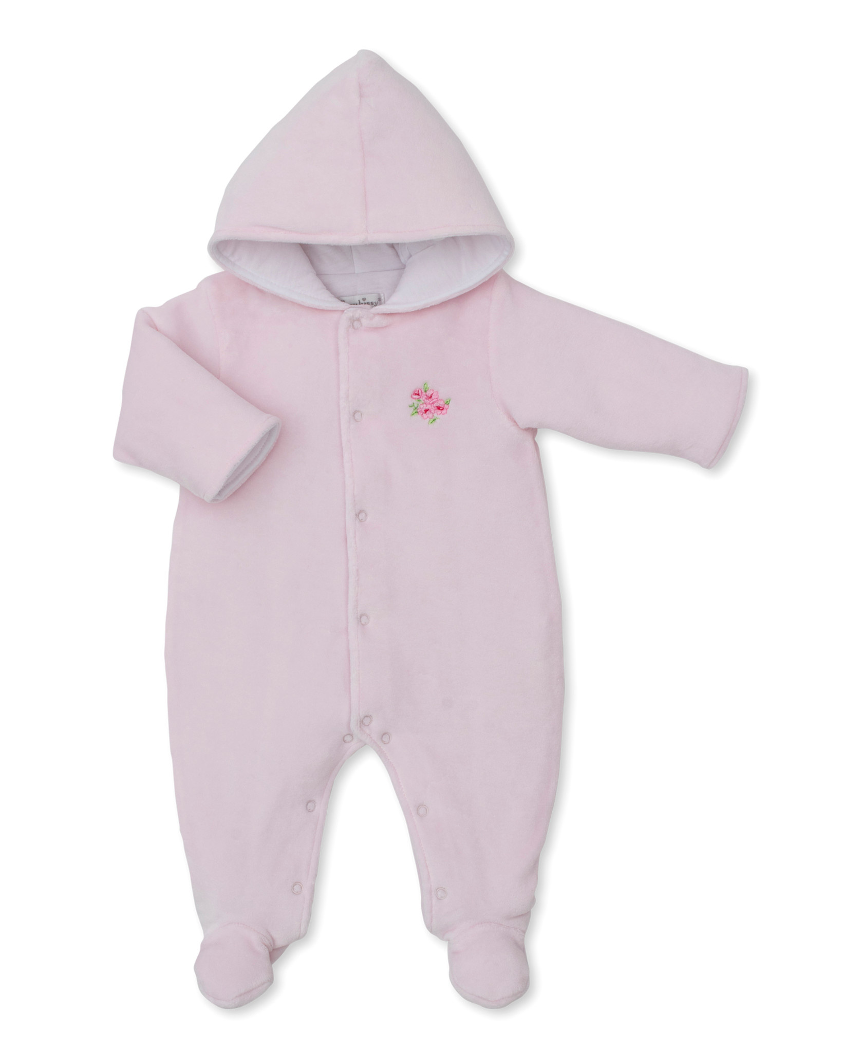 Kissy Kissy Roses and Blooms Velour Footed Bunting - Tiny Hanger