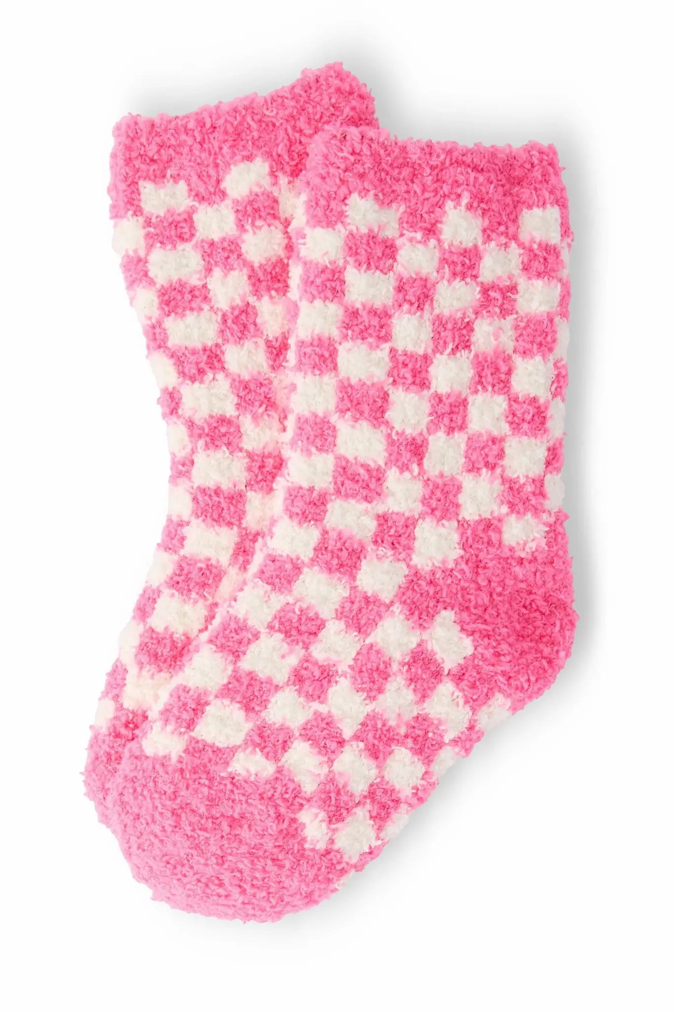 Mila & Rose Bright Pink Checker Cozy Socks. - Tiny Hanger
