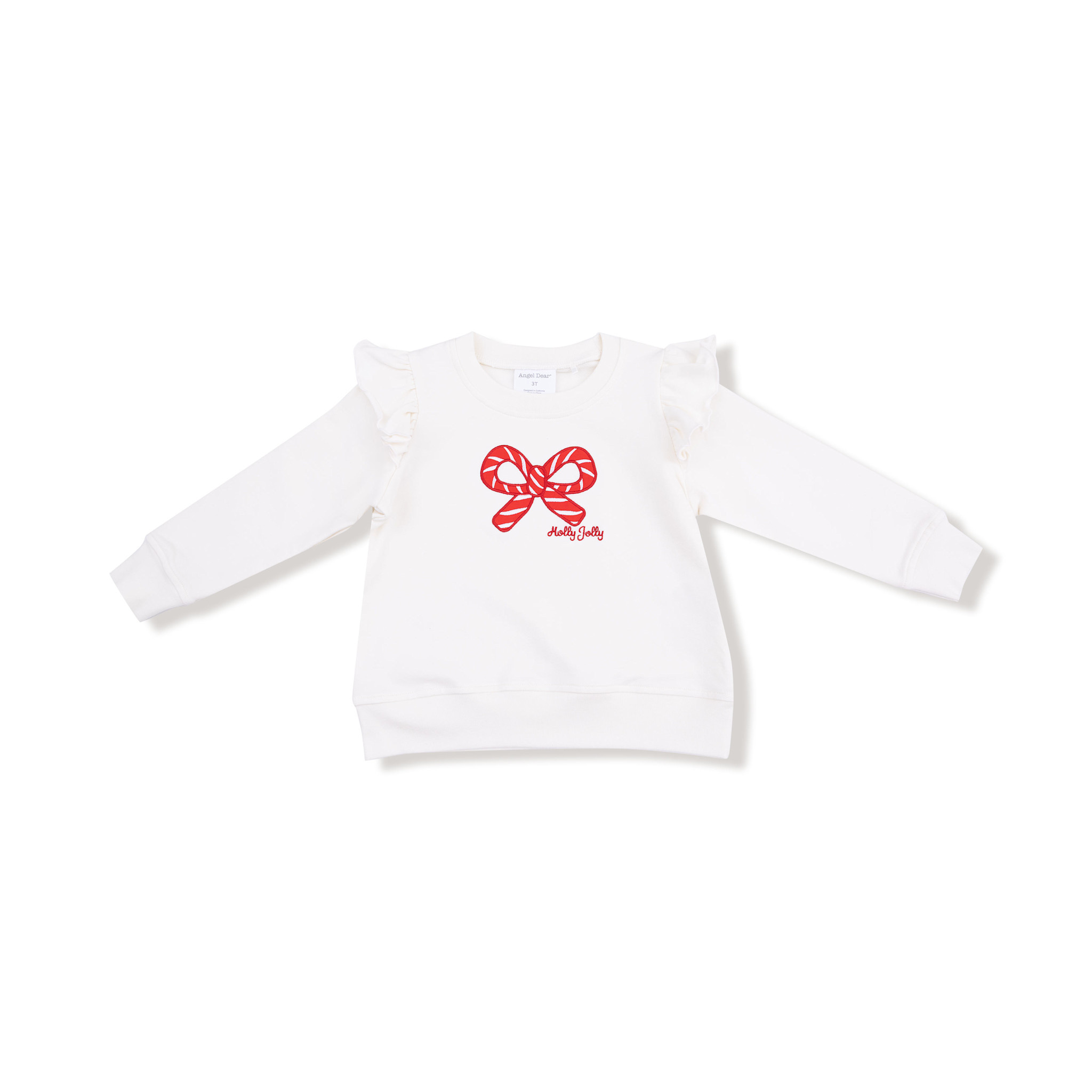 Angel Dear Candy Canes Ruffle Shoulder Sweatshirt - Tiny Hanger