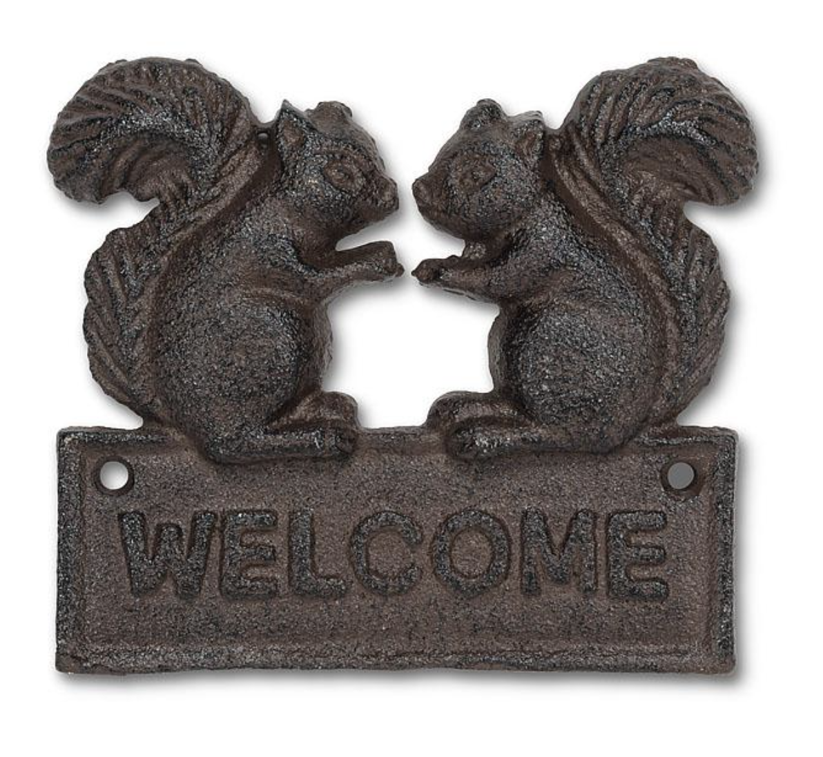 AB0434 Squirrel Welcome Sign Cast Iron 5"L - Discover Wild Birds, Find Joy!