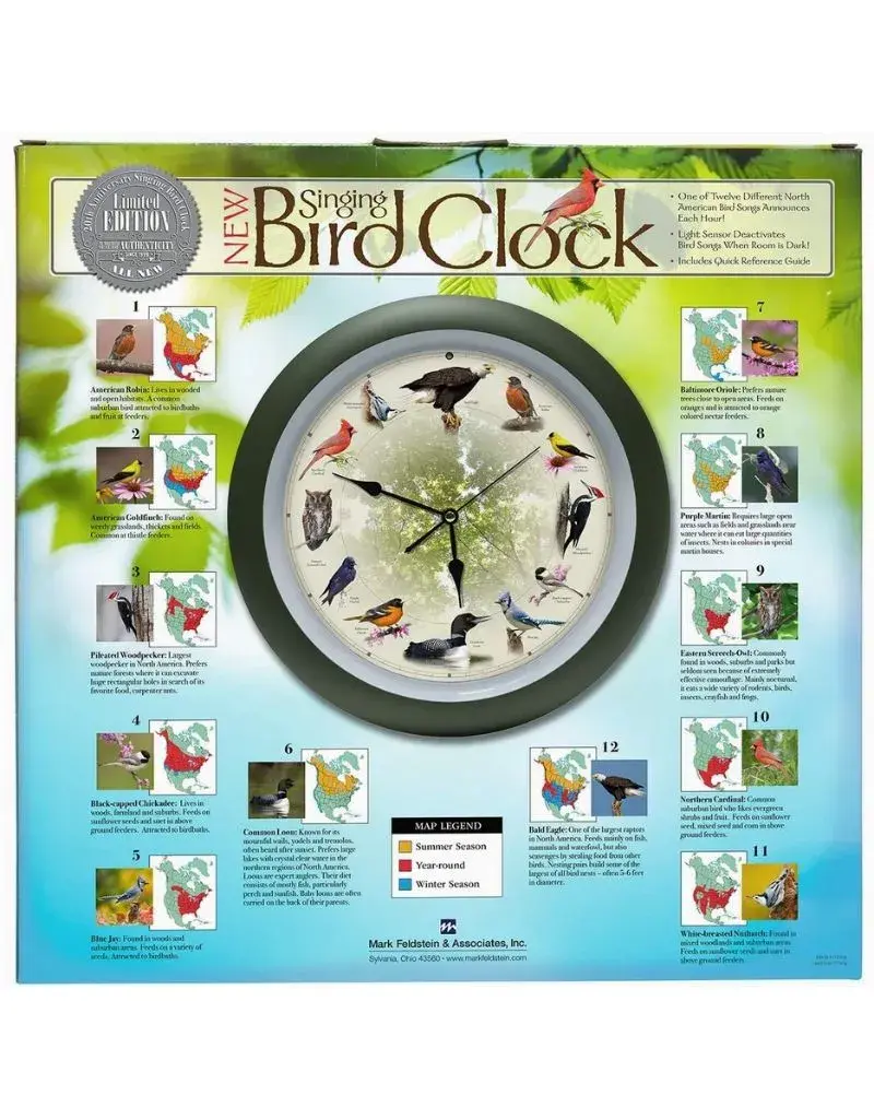 MFABIRD13 20th Anniversary Singing Bird Clock, 13" - Discover Wild ...
