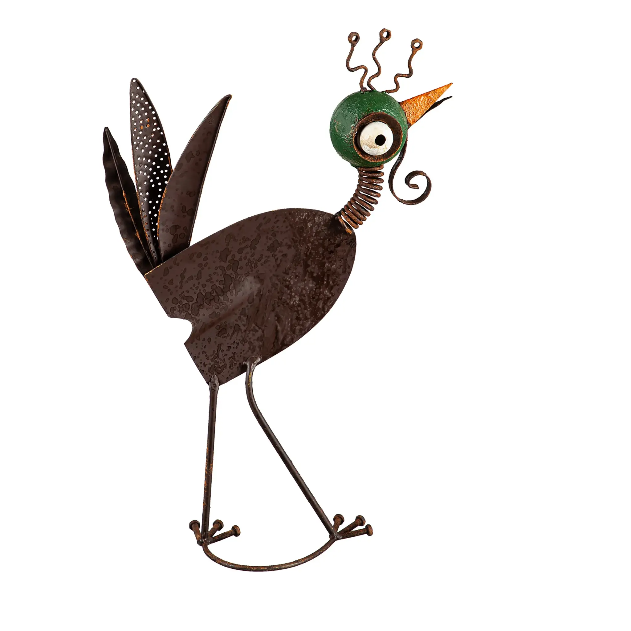 EE234 Rustic Metal Chicken with Spring Neck statuary, 19.25"H ...