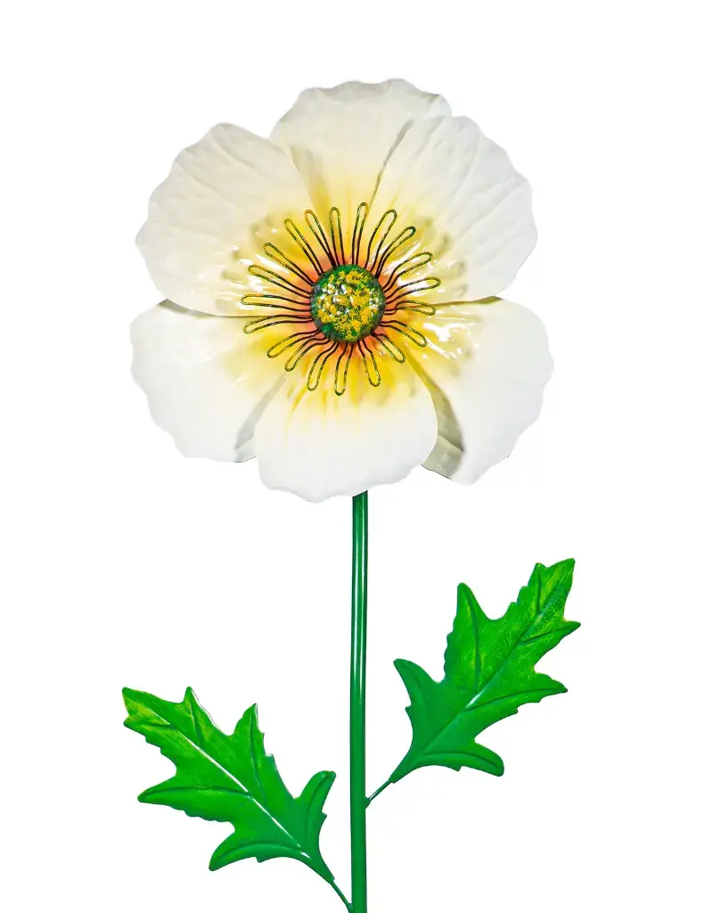 Evergreen Poppy Flowers Metal Garden Stake, 43" - Discover Wild Birds ...
