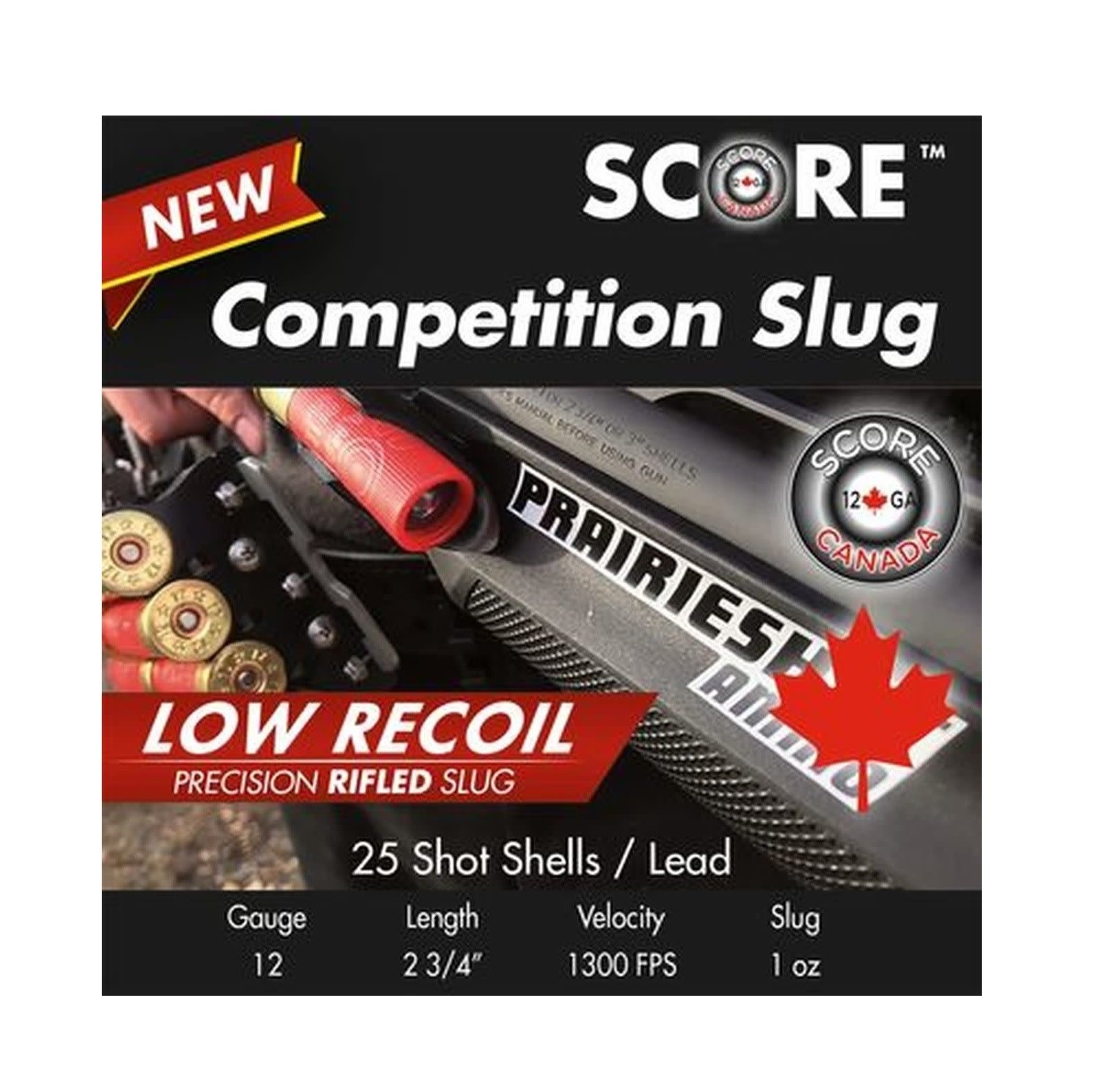 SCORE 12 Gauge Competition Slugs (1300fps) 25pk (10 Box Flat) 2-3/4 ...