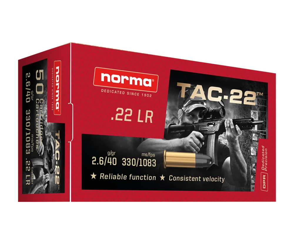 NORMA TAC-22 LRN, .22 LR, 40 GRAIN - Cabin Creek Supply