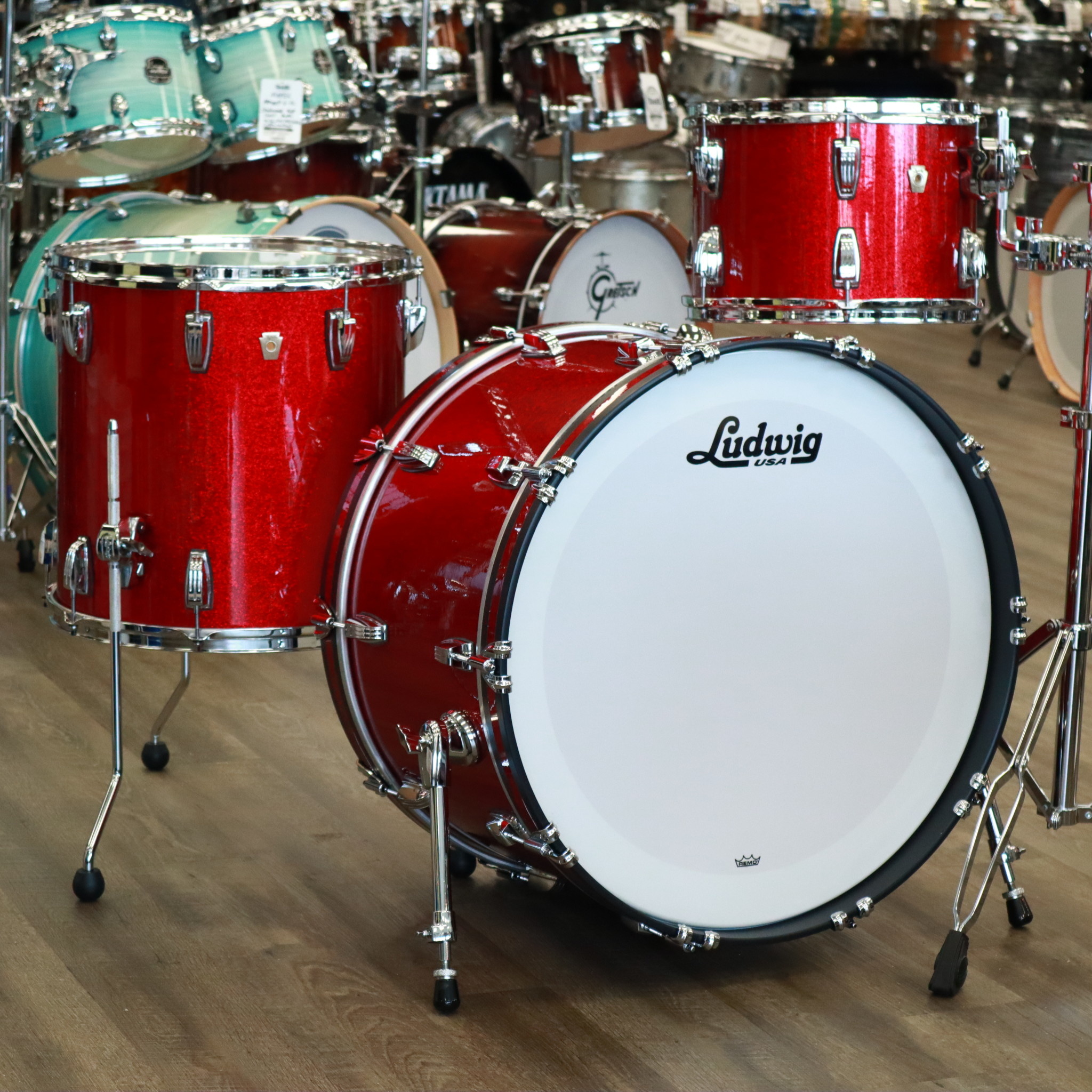 Ludwig Classic Maple Pro Beat 3-Piece Shell Pack 13/16/24 (Red Sparkle ...